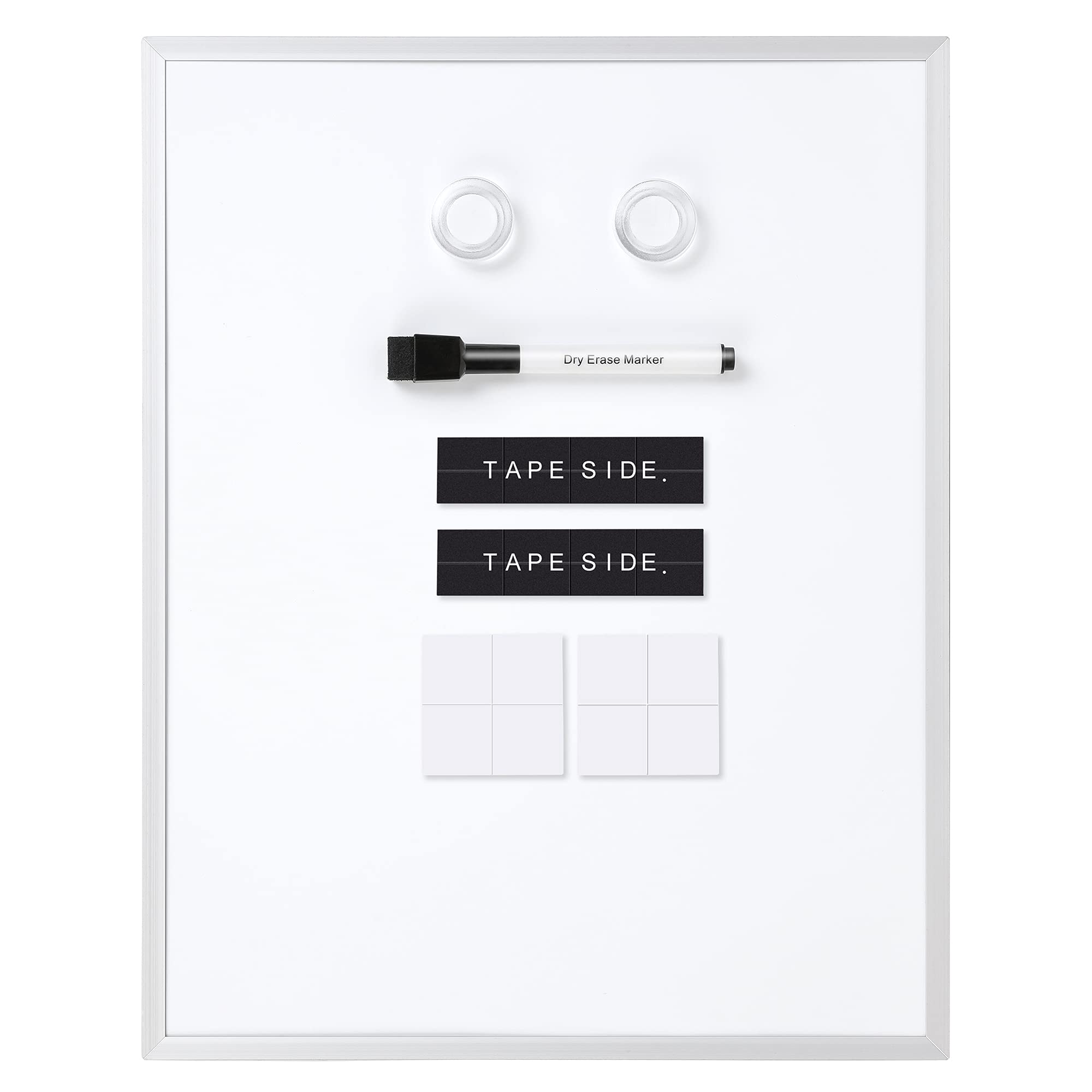Amazon Basics Small Dry Erase Whiteboard, Magnetic White Board with Marker and Magnets - 11 x 14 Inches, Aluminum Frame