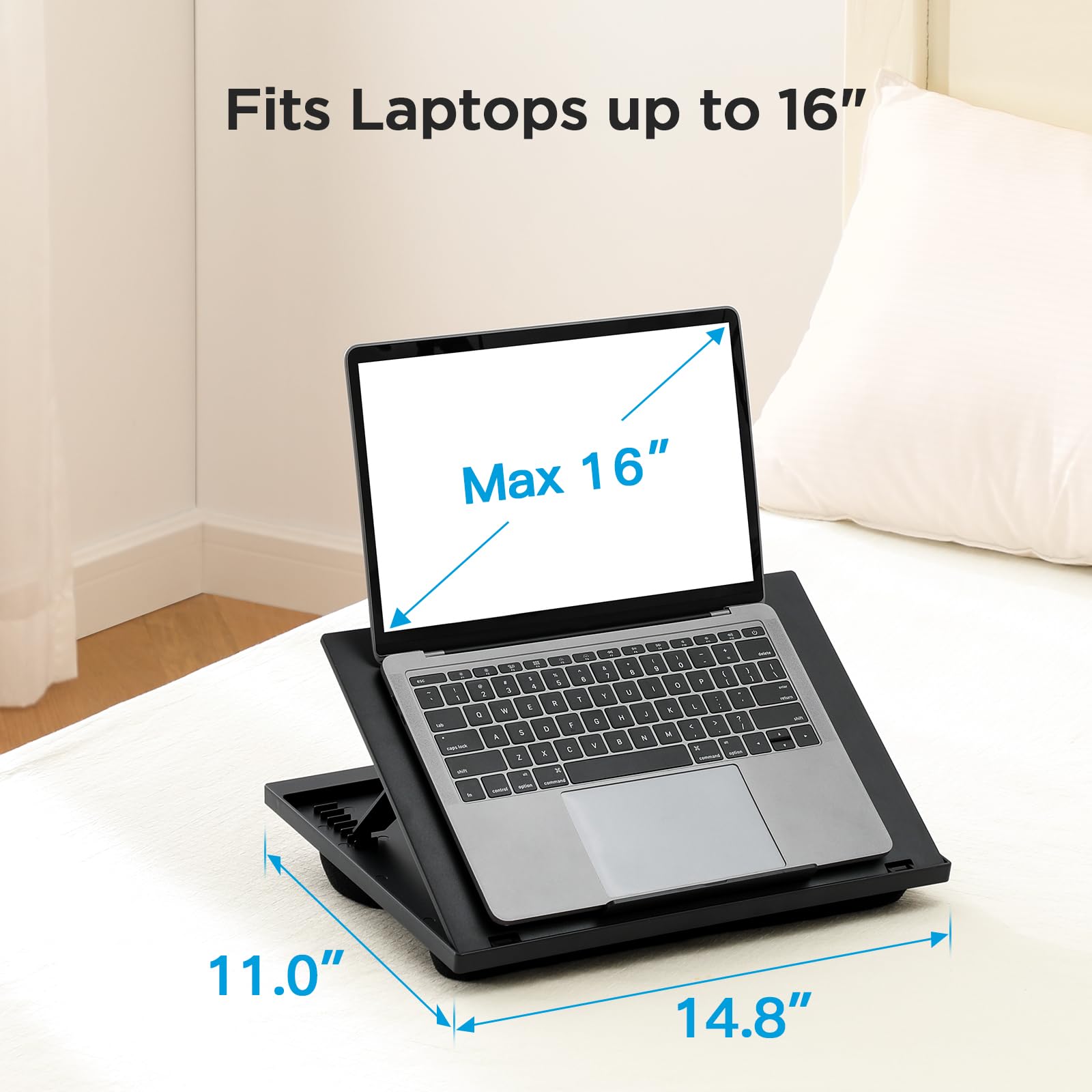 Adjustable Lap Desk - with 8 Adjustable Angles & Dual Cushions Laptop Stand for Car Laptop Desk, Work Table, Lap Writing Board & Drawing Desk on Sofa or Bed by HUANUO