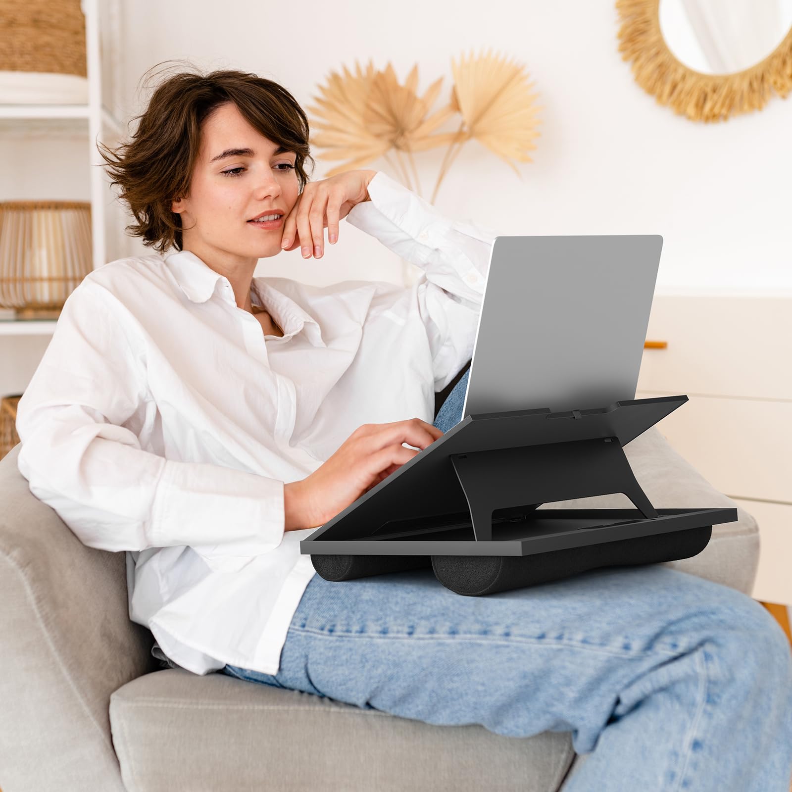 Adjustable Lap Desk - with 8 Adjustable Angles & Dual Cushions Laptop Stand for Car Laptop Desk, Work Table, Lap Writing Board & Drawing Desk on Sofa or Bed by HUANUO