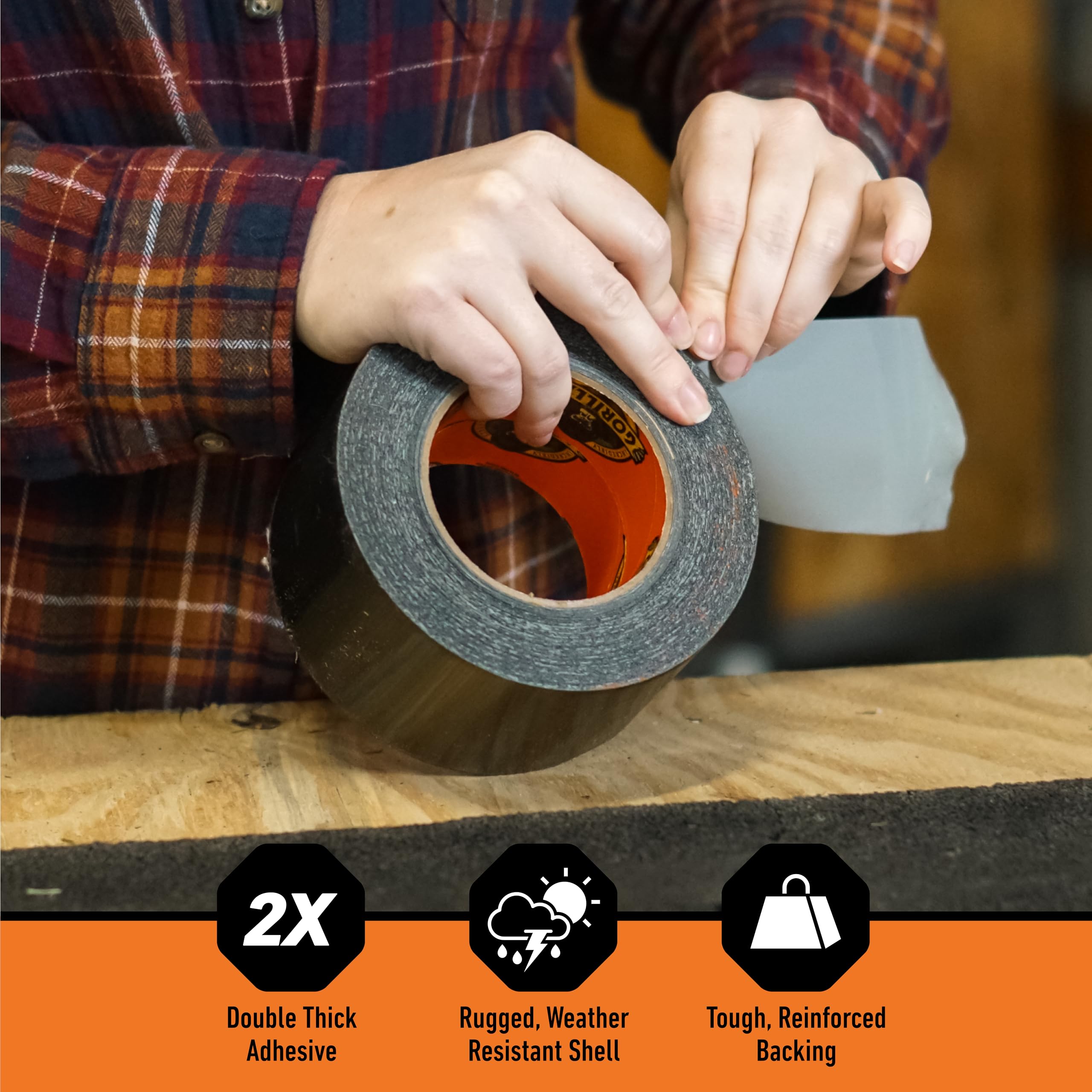 Gorilla Tough & Wide Duct Tape, 2.88" x 25yd, Black, (Pack of 1)