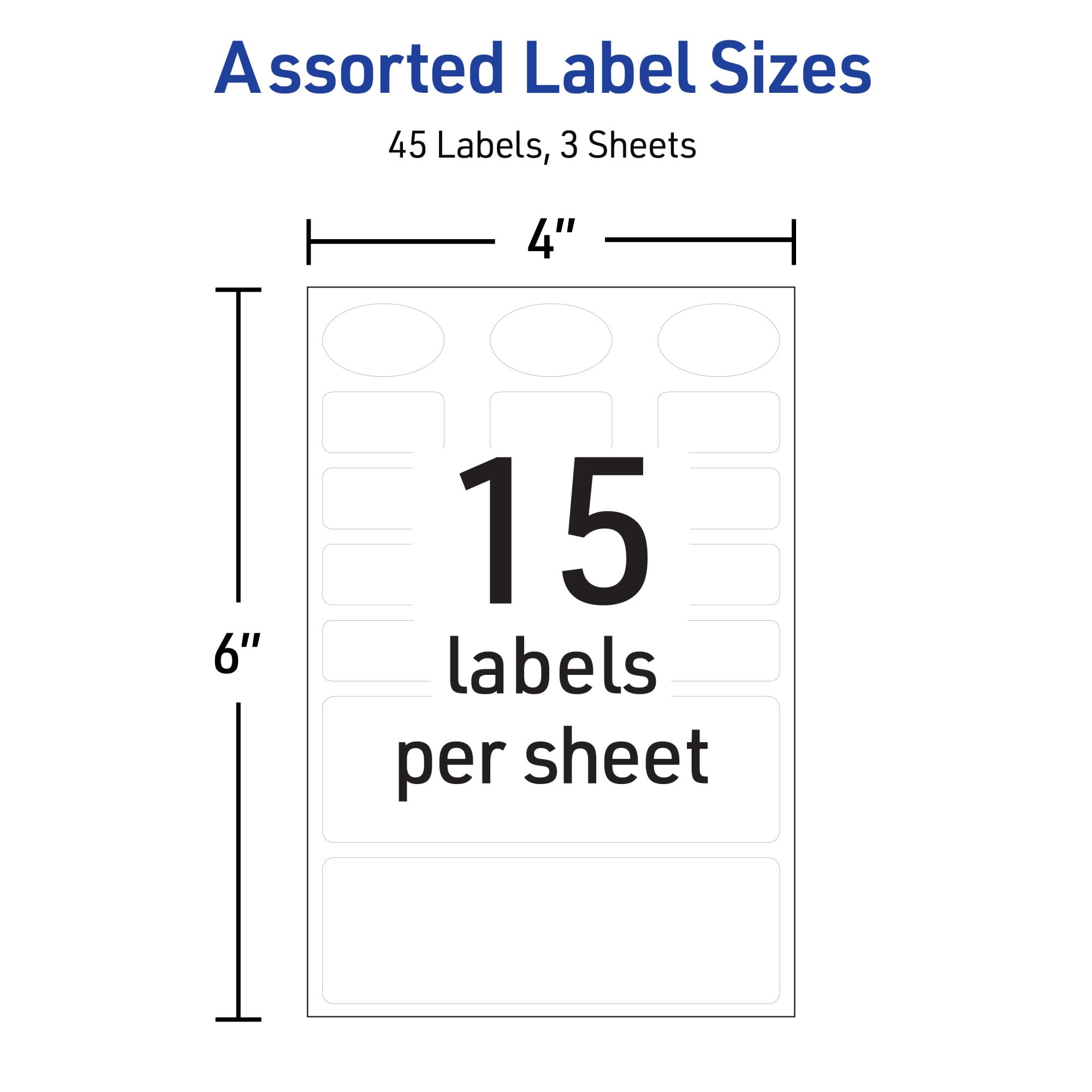 Avery No-Iron Kids Clothing Labels, Washer & Dryer Safe, Writable Fabric Labels, 45 Daycare Labels, 1 Pack (40700), White
