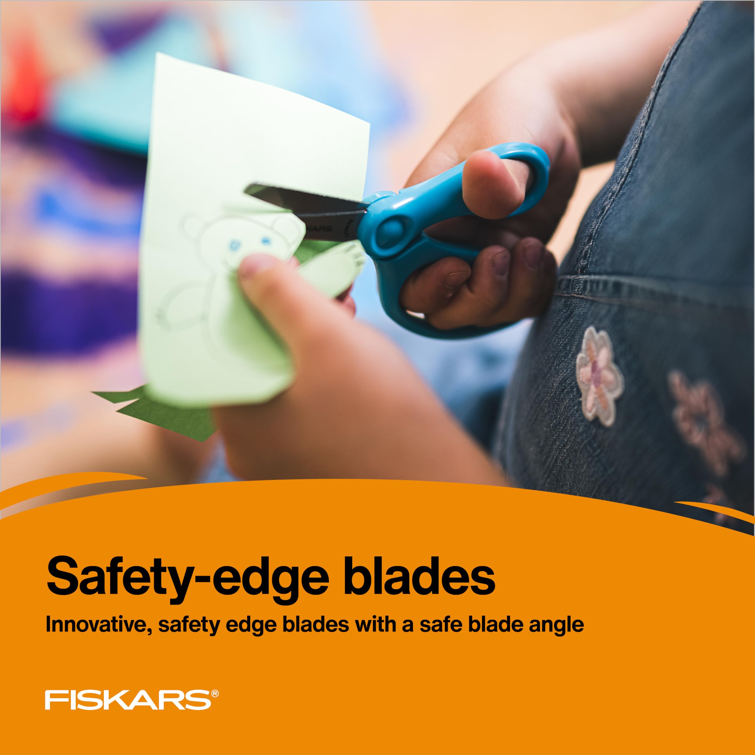 Fiskars Kids Scissors, Scissors for School, Safety Scissors, Blunt Tip Scissors, 5 Inch, 3 Pack, Red, Blue, Turquoise