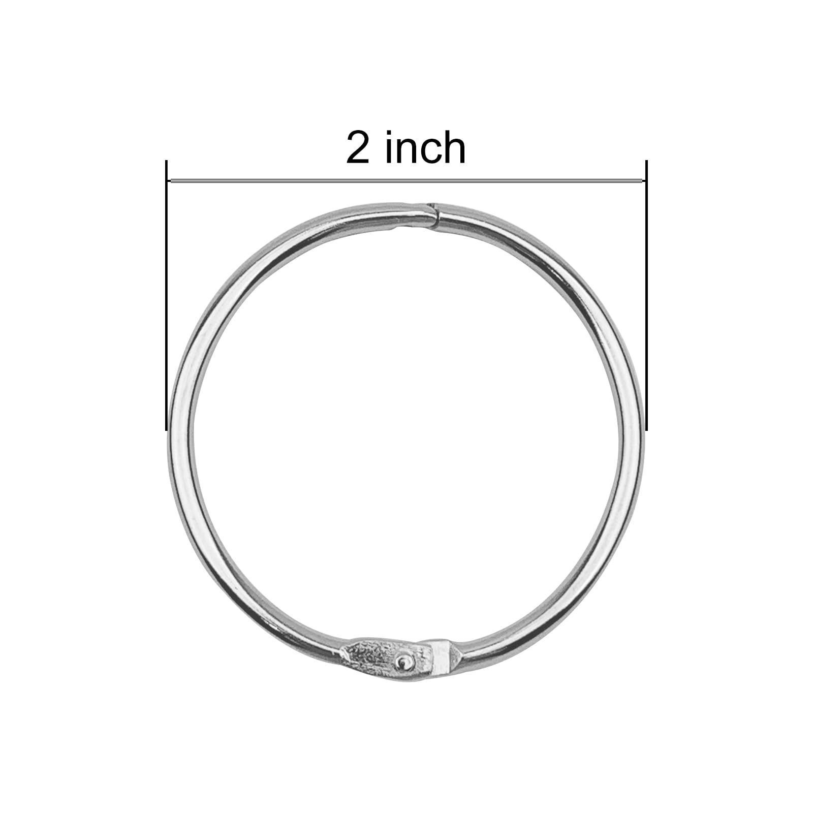 KTOJOY 2 Inch (15 Pack) Loose Leaf Binder Rings, Nickel Plated Steel Binder Rings,Keychain Key Rings, Metal Book Rings,Silver, for School, Home, or Office