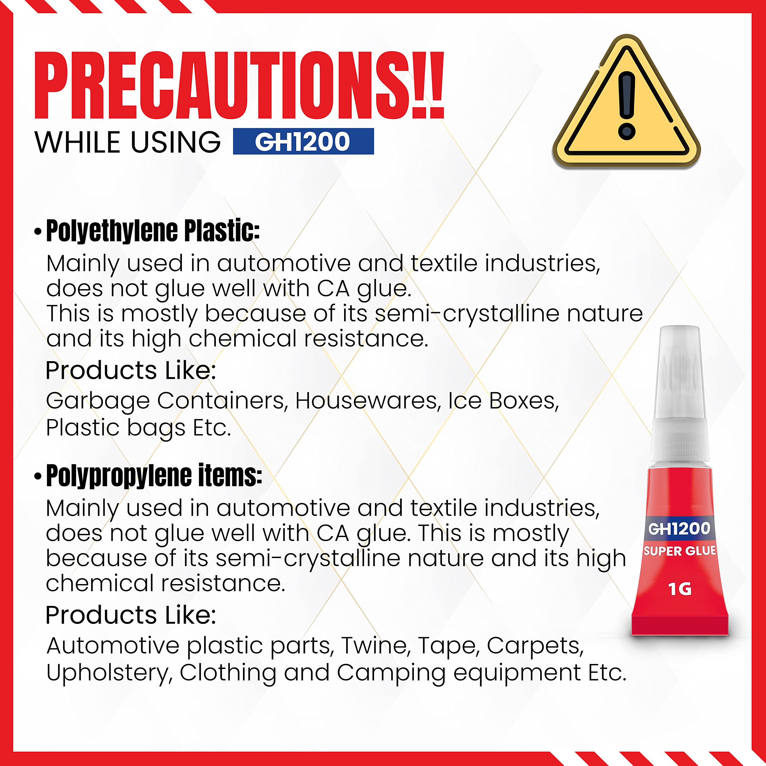 1 Gram (Pack of 24) Single use Super Glue All Purpose, Super Fast, Thick & Strong Adhesive Superglue, Cyanoacrylate Glue for Hard Plastics, DIY Craft, Ceramics, Frame, Leather, Metal Etc