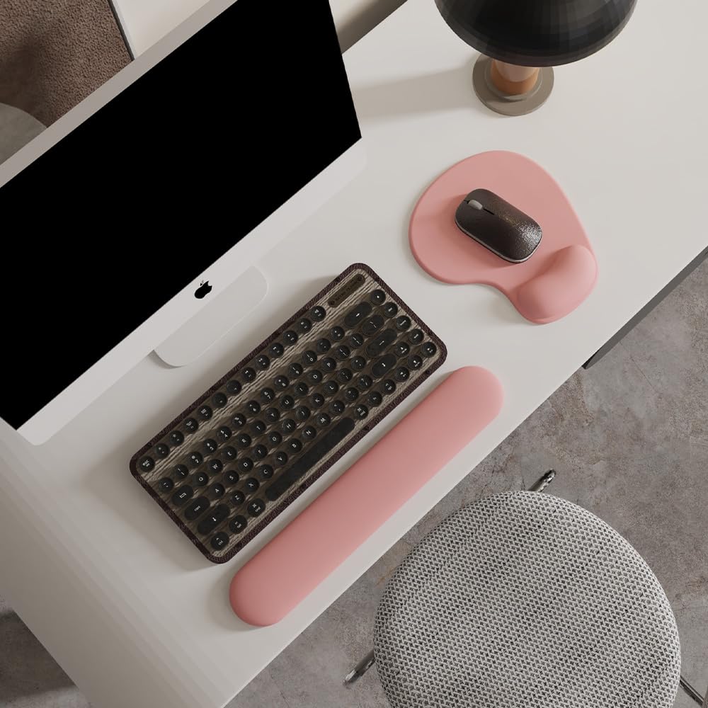 Office Mousepad with Gel Wrist Support - Ergonomic Gaming Desktop Mouse Pad Wrist Rest - Design Gamepad Mat Rubber Base for Laptop Computer (01Pink)