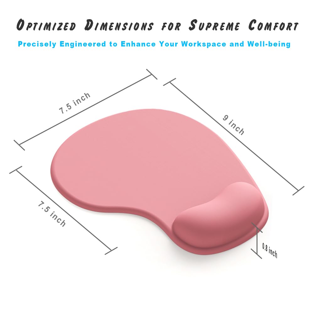 Office Mousepad with Gel Wrist Support - Ergonomic Gaming Desktop Mouse Pad Wrist Rest - Design Gamepad Mat Rubber Base for Laptop Computer (01Pink)