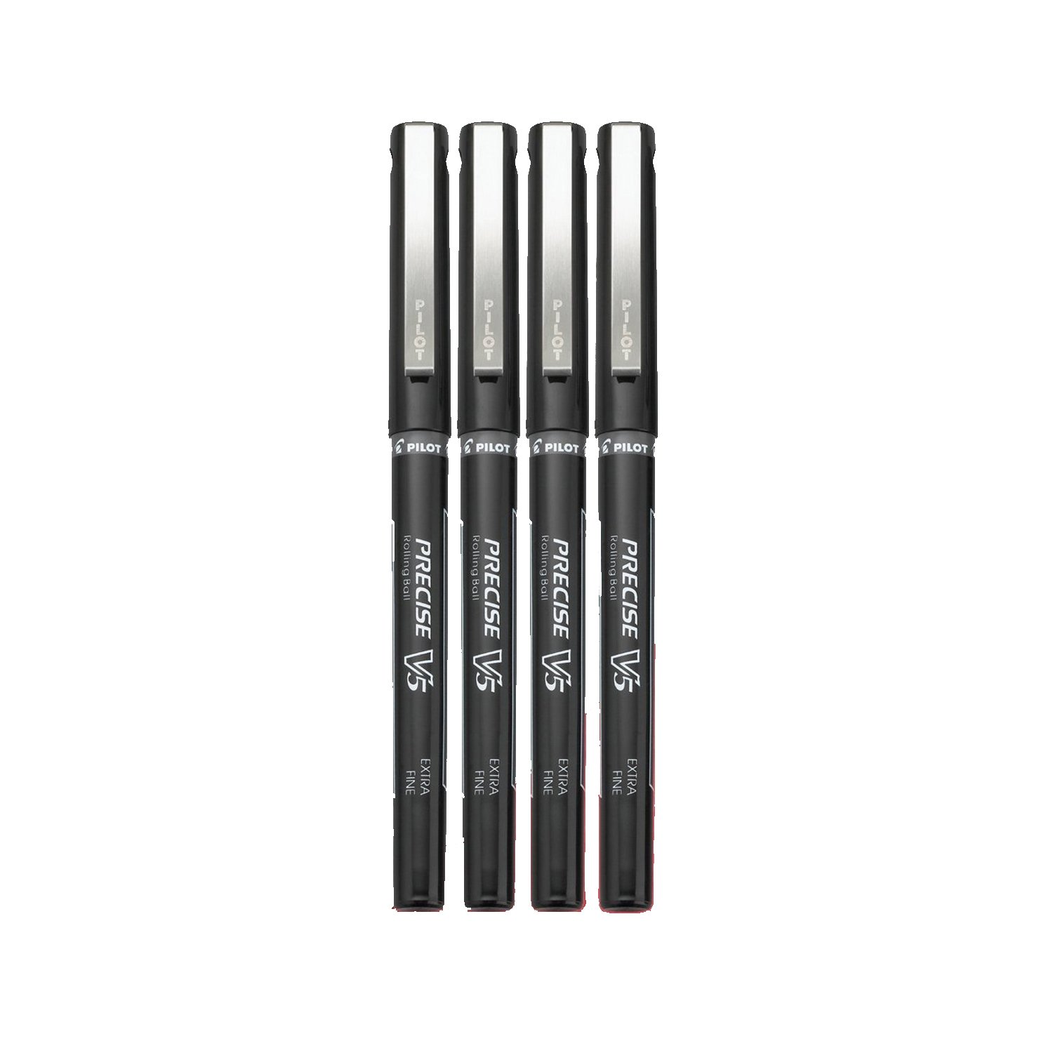 PILOT Precise V5 Stick Liquid Ink Rolling Ball Stick Pens, Extra Fine Point (0.5mm) Black Ink, 4-Pack (26002)