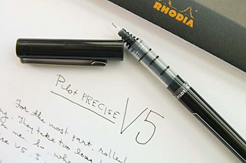 PILOT Precise V5 Stick Liquid Ink Rolling Ball Stick Pens, Extra Fine Point (0.5mm) Black Ink, 4-Pack (26002)