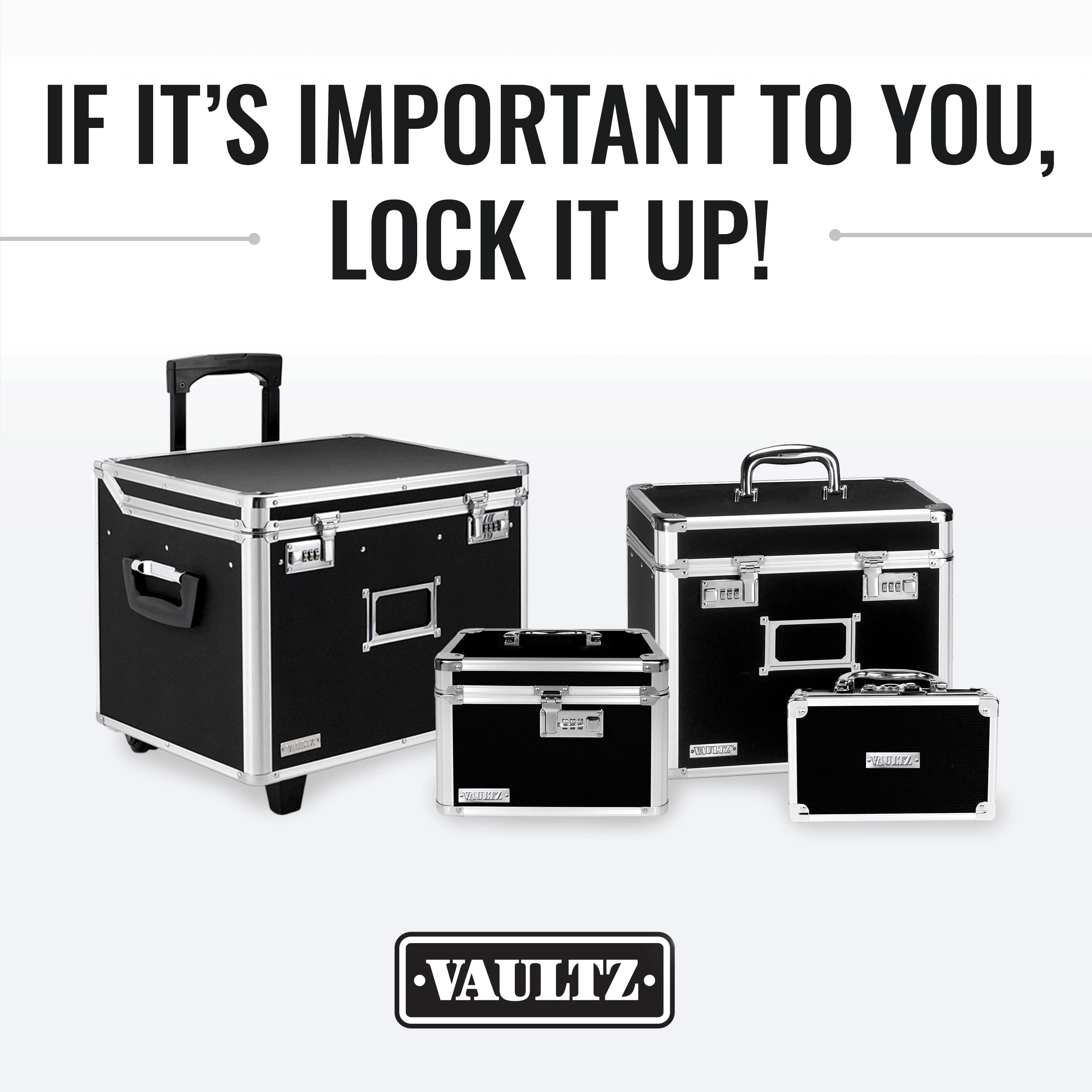 Vaultz Combination Lock Box - Pack of 1 - 10 x 7.25 x 7.75 Inch Standard Safe with Key and Combo Lock for Important Documents, Medicine & Money - BLACK