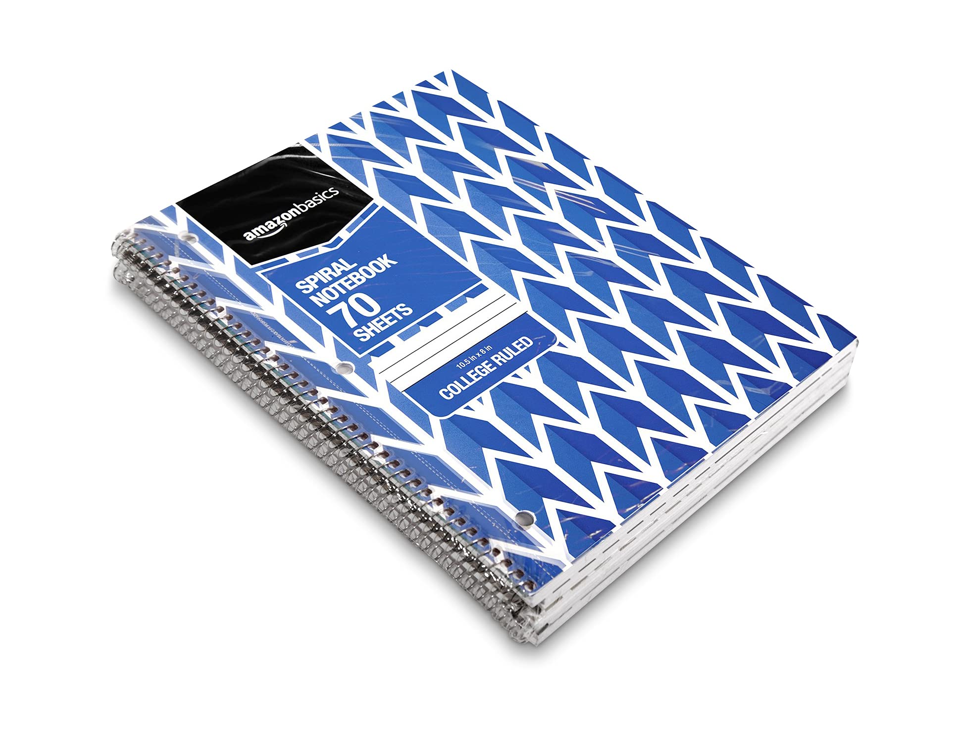 Amazon Basics College Ruled Wirebound Spiral Notebook, 70-Sheet - 5-Pack, Assorted Solid Colors