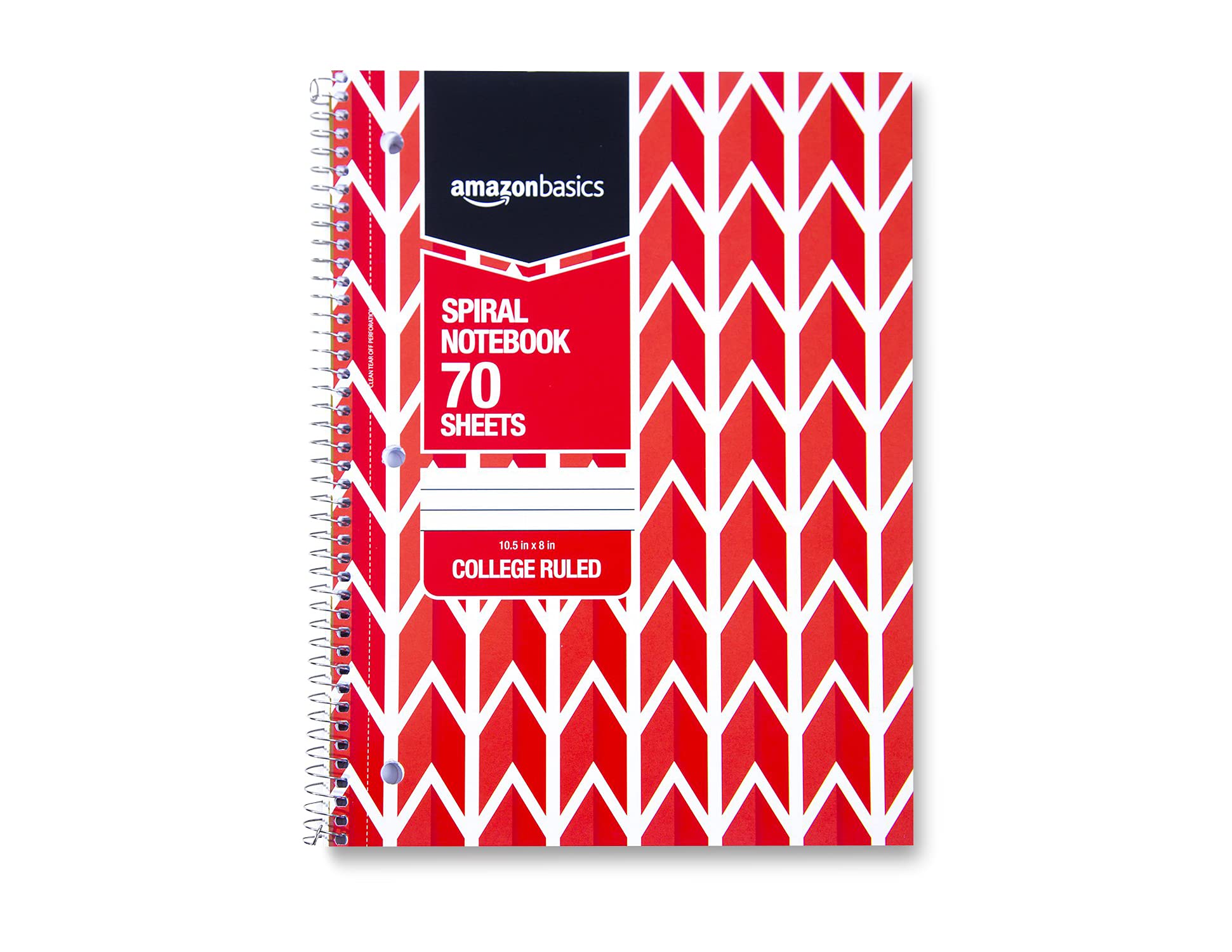 Amazon Basics College Ruled Wirebound Spiral Notebook, 70-Sheet - 5-Pack, Assorted Solid Colors