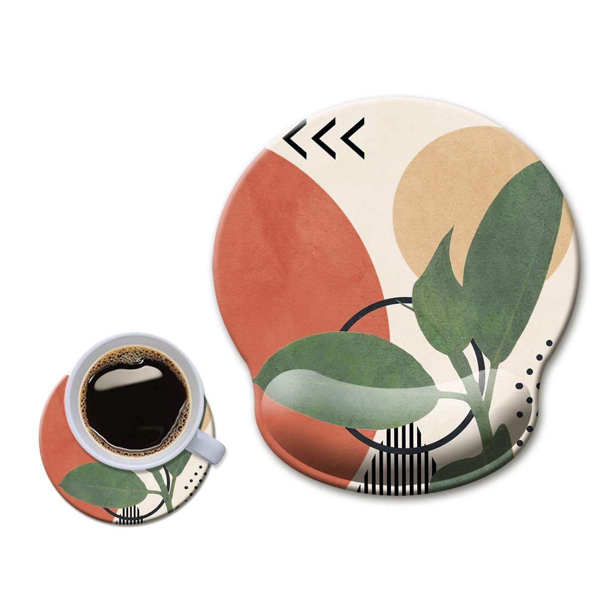 HOPONY Ergonomic Mouse Pad with Wrist Support Gel Mouse Pad with Wrist Rest, Comfortable Computer Mouse Pad for Laptop, Pain Relief Mousepad with Non-Slip Rubber Base, 9 x 10 in,Modern Abstract