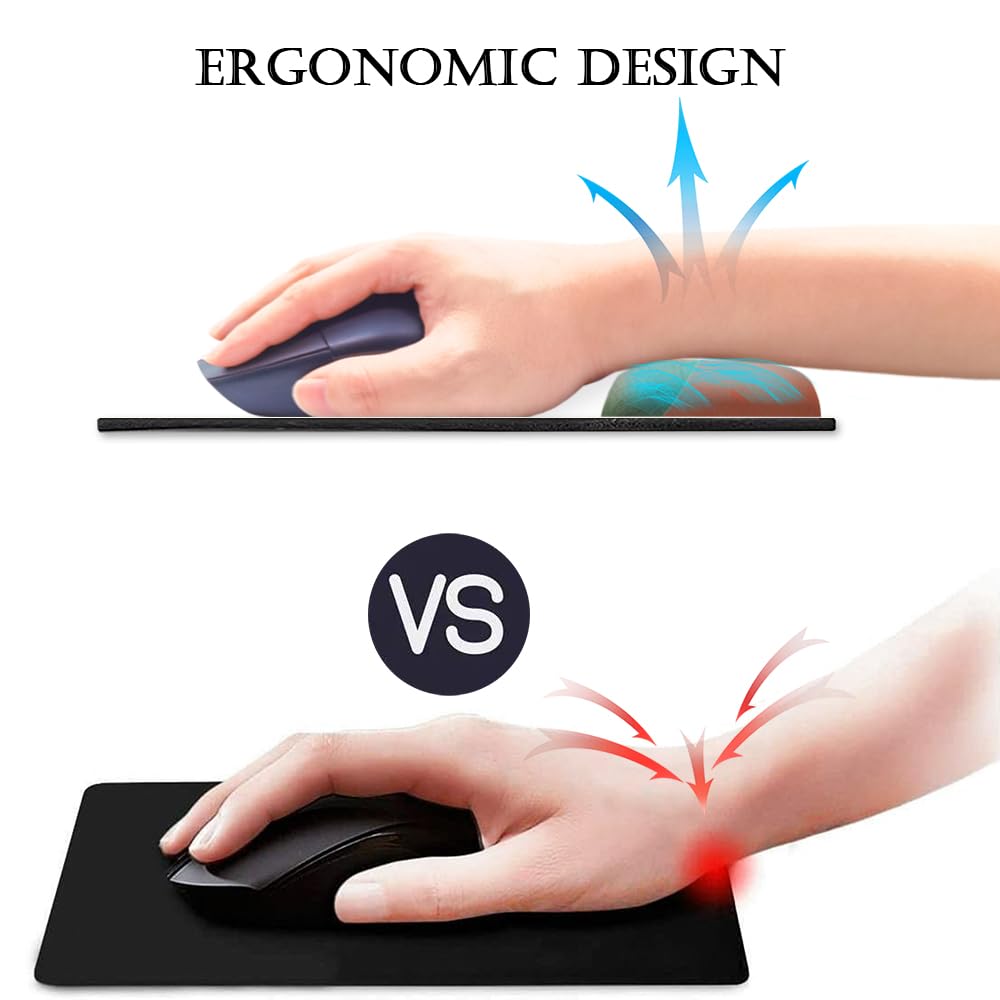 HOPONY Ergonomic Mouse Pad with Wrist Support Gel Mouse Pad with Wrist Rest, Comfortable Computer Mouse Pad for Laptop, Pain Relief Mousepad with Non-Slip Rubber Base, 9 x 10 in,Modern Abstract