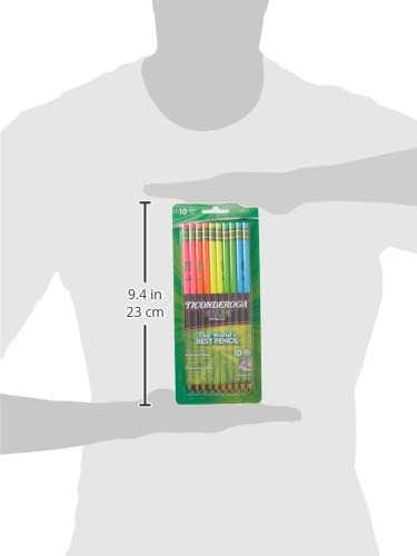 Ticonderoga Wood-Cased Pencils, #2 HB Soft, Pre-Sharpened, Neon, 10 Count (X13810)