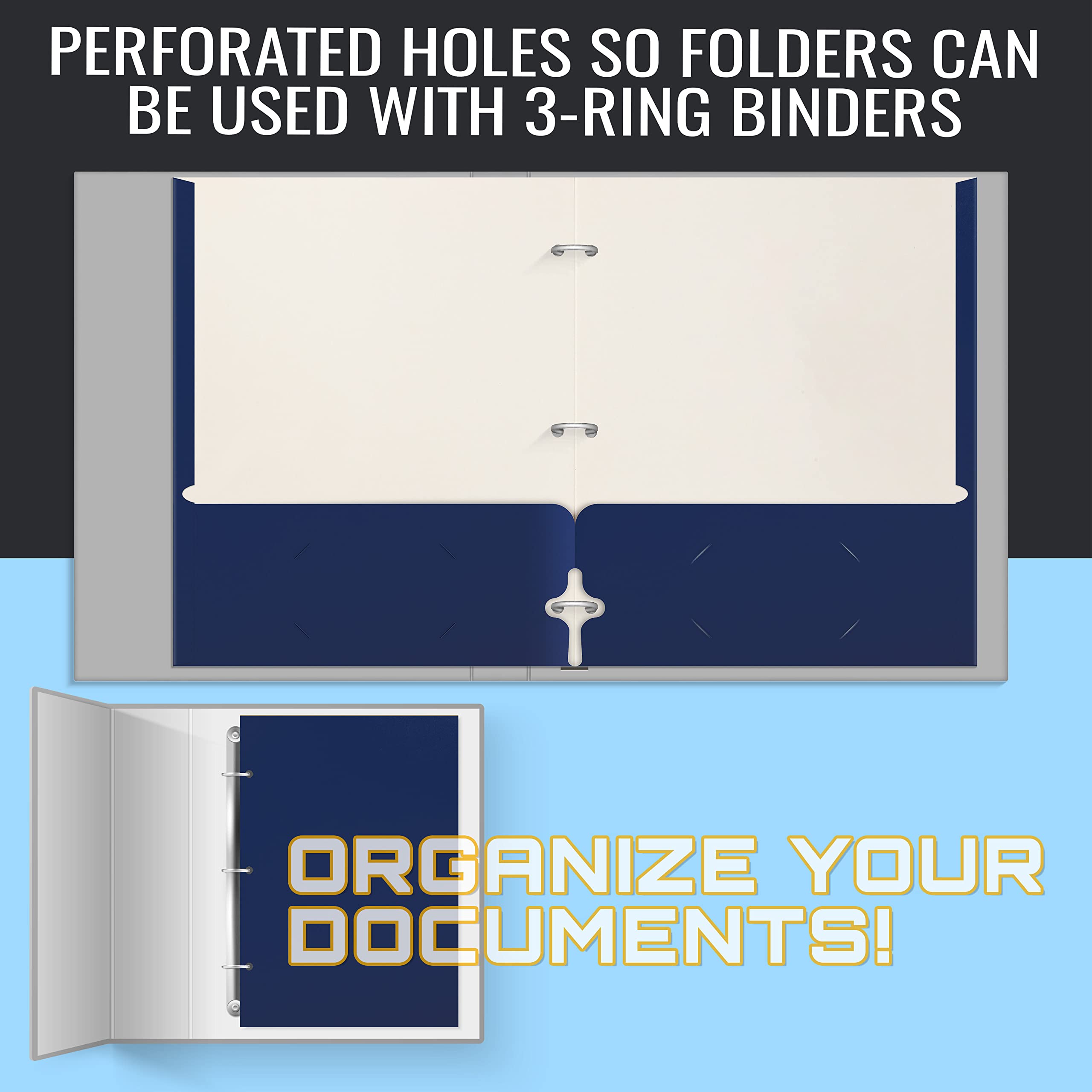 Two Pocket Portfolio Folders, 50-Pack, Blue, Letter Size Paper Folders, by Better Office Products, 50 Pieces, Blue