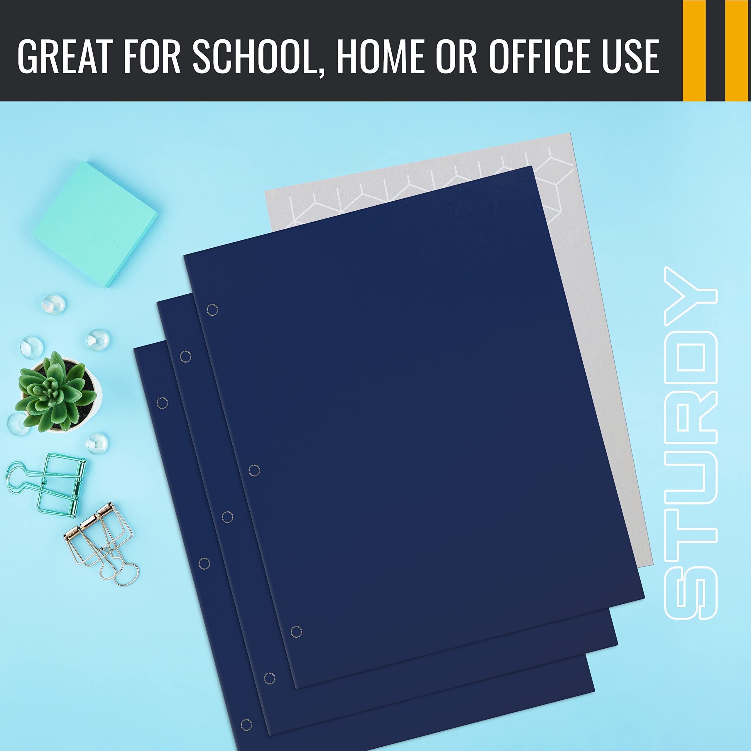 Two Pocket Portfolio Folders, 50-Pack, Blue, Letter Size Paper Folders, by Better Office Products, 50 Pieces, Blue