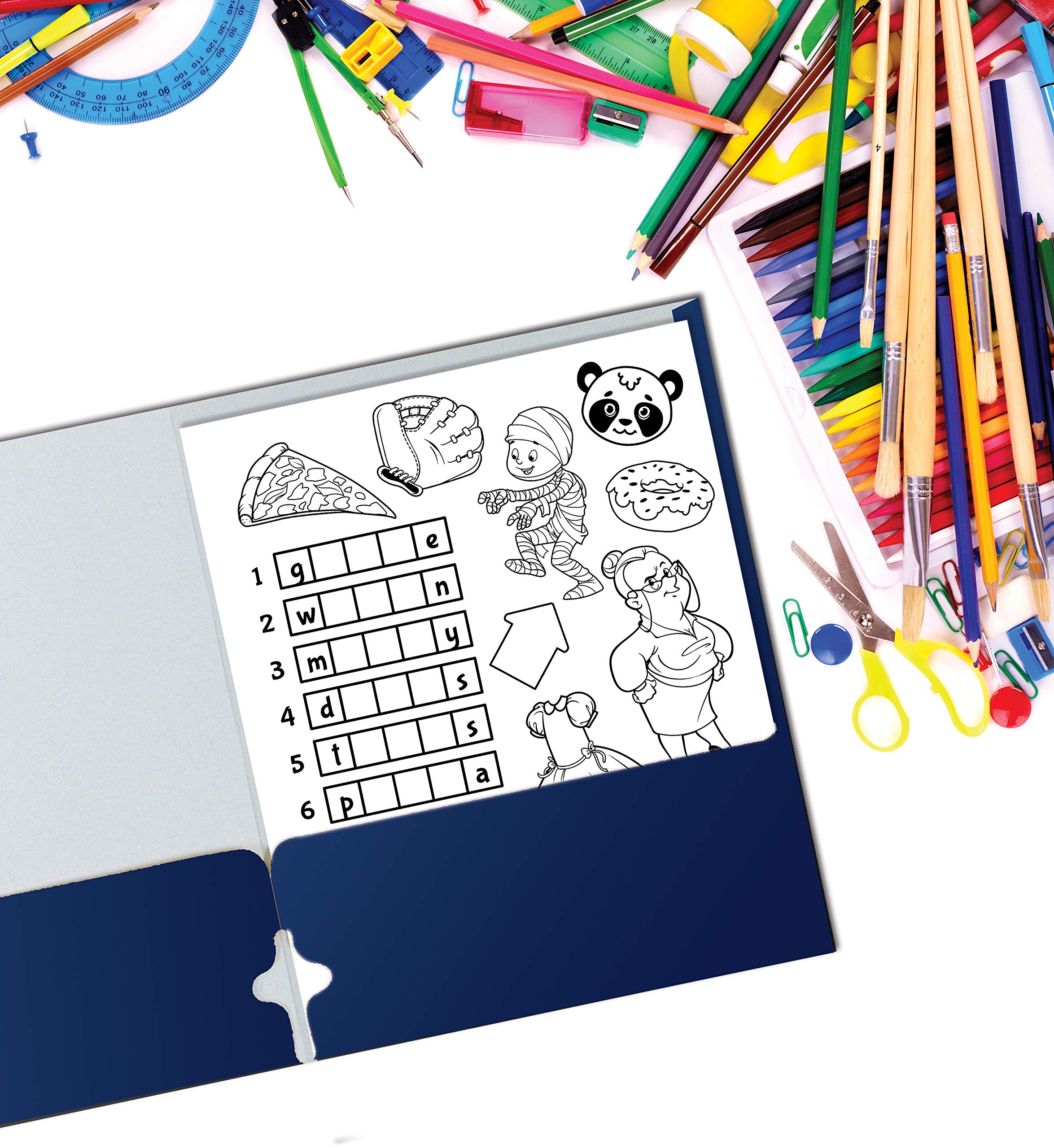 Two Pocket Portfolio Folders, 50-Pack, Blue, Letter Size Paper Folders, by Better Office Products, 50 Pieces, Blue