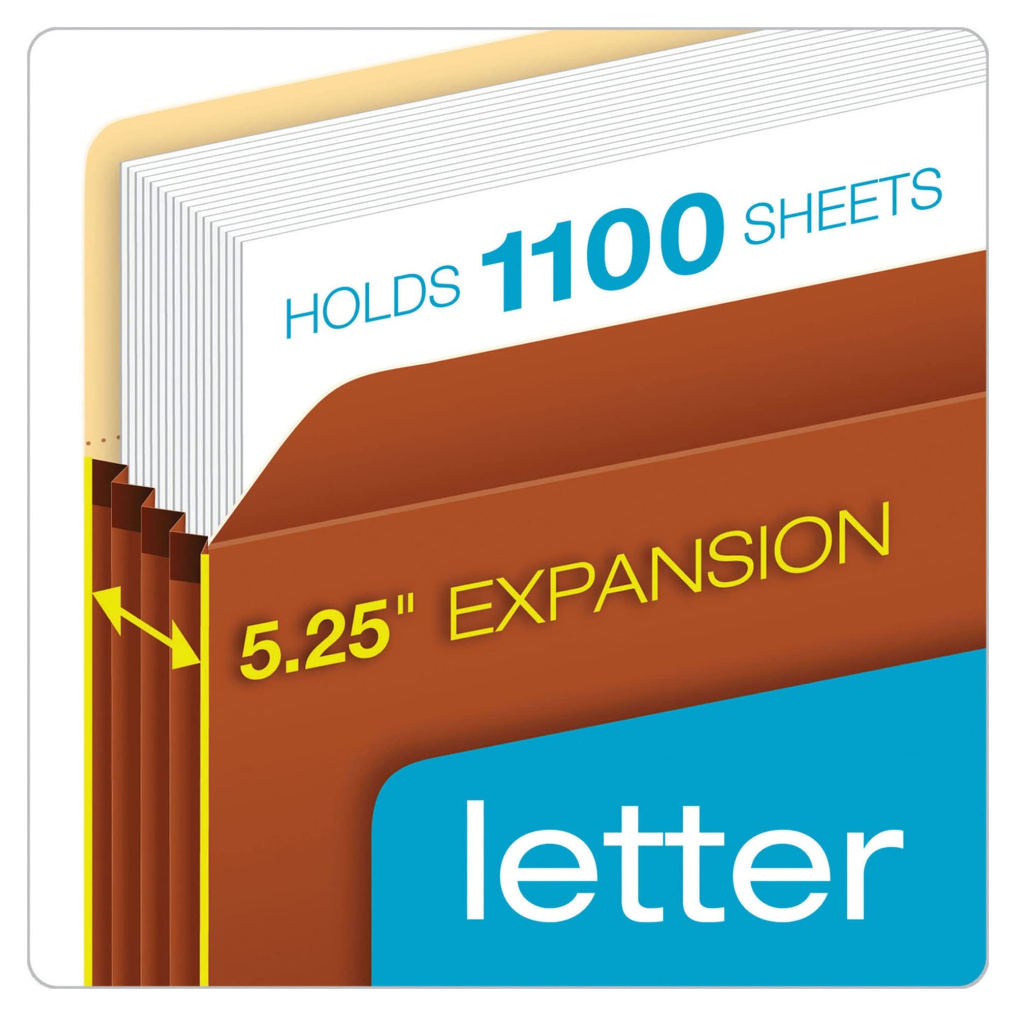 Pendaflex Expanding File Pockets, Letter Size, 5.25" Expansion, Reinforced with DuPont™ Tyvek® Material, Letter Size, Redrope, 10 Per Box (1534G-OX)