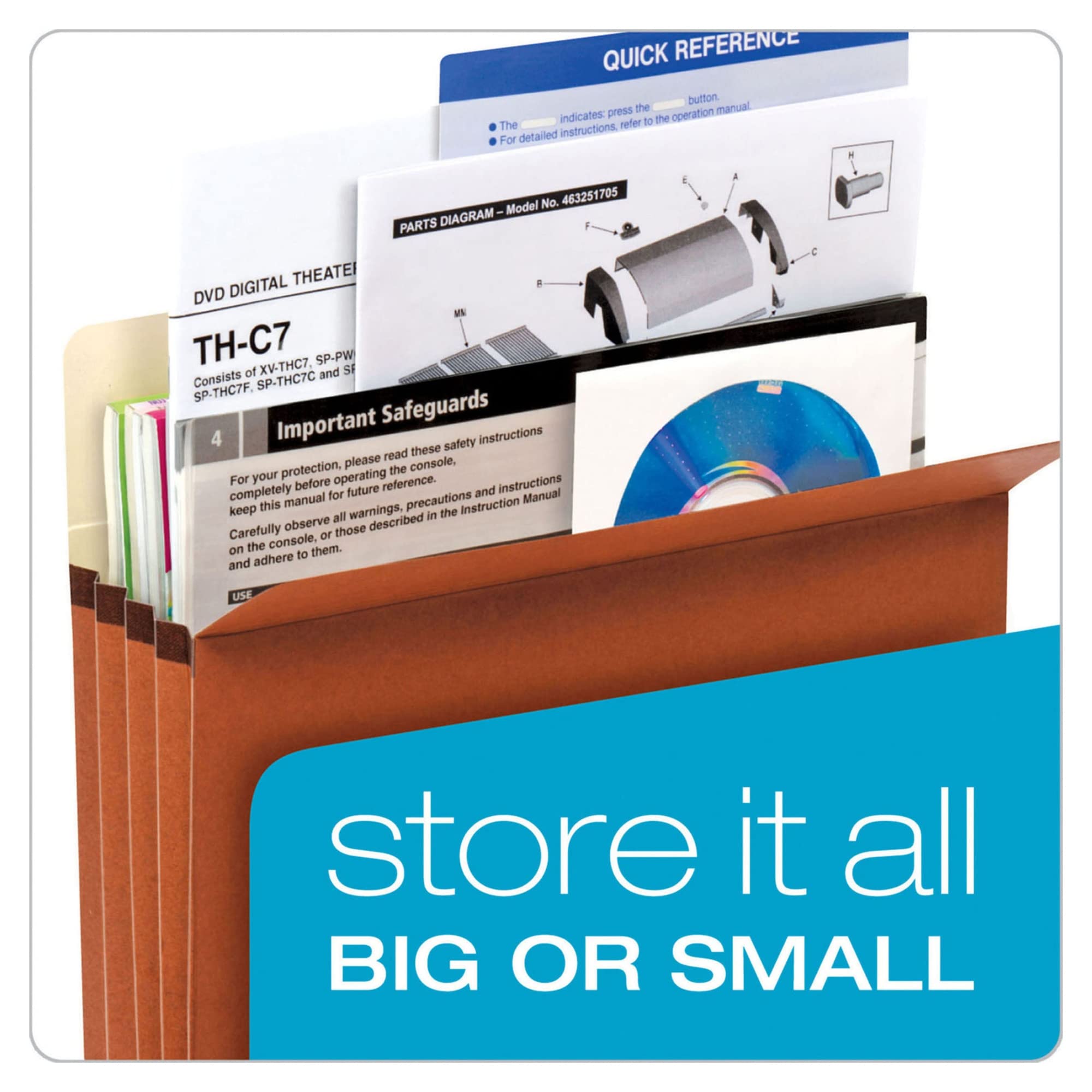 Pendaflex Expanding File Pockets, Letter Size, 5.25" Expansion, Reinforced with DuPont™ Tyvek® Material, Letter Size, Redrope, 10 Per Box (1534G-OX)