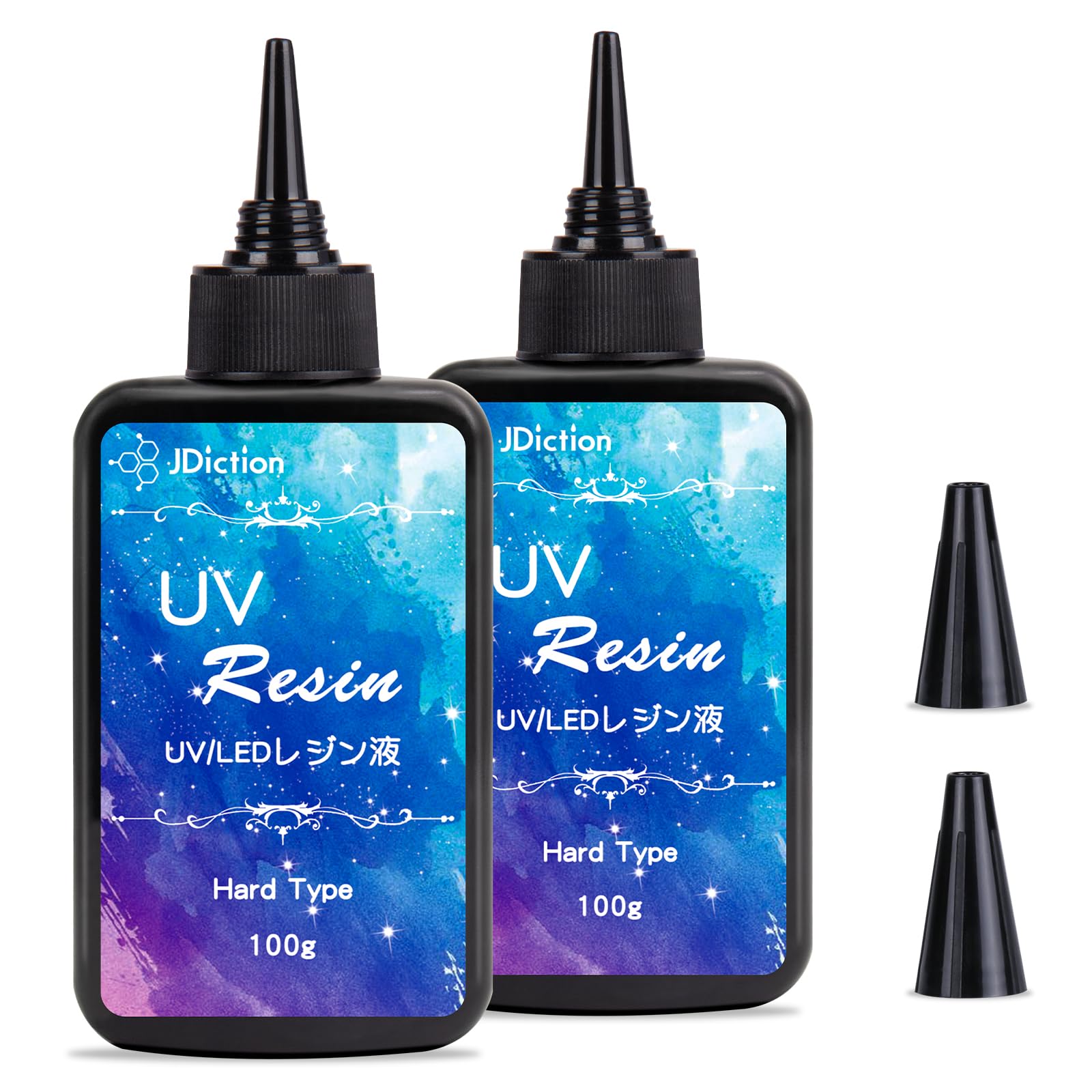 UV Resin, 2 PCS Upgrade Ultraviolet Epoxy Resin Non-Toxic Crystal Clear Hard Glue Solar Cure Sunlight Activated Resin for Handmade Jewelry, DIY Craft Decoration, Casting and Coating(200g)