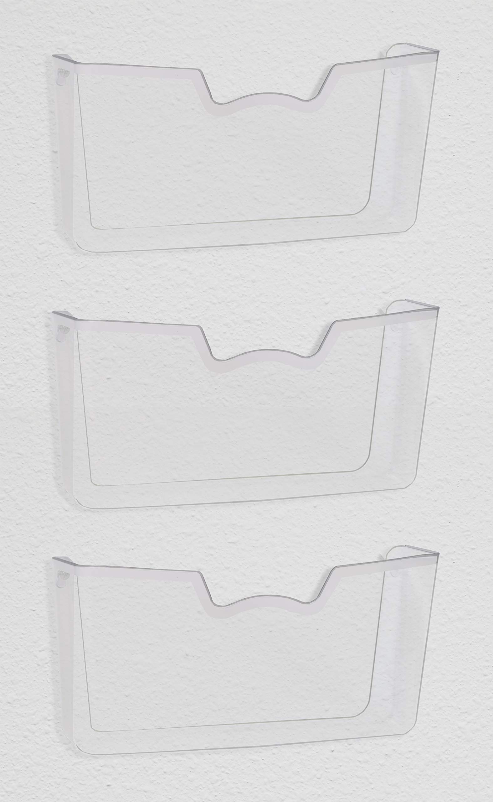 3 Pack - Simple Houseware Clear Single Pocket Wall Mount File Holder
