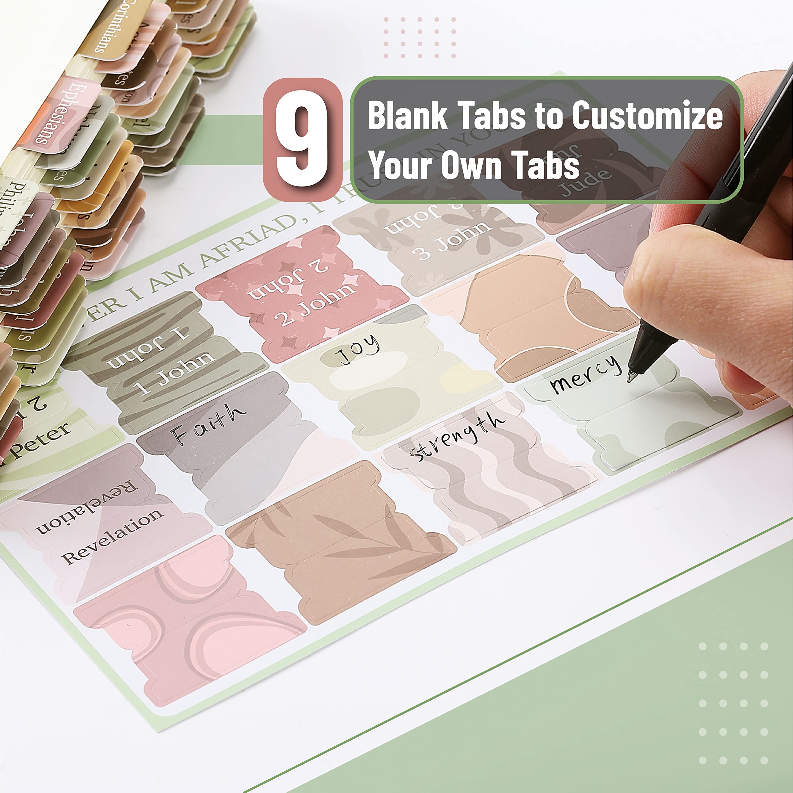 Mr. Pen- Bible Tabs, 75 Tabs, Boho Theme, Laminated Bible Tabs for Women and Men, Bible Tabs for Study Bible, Bible Index Tabs, Bible Book Tabs, Bible Labels Tabs, Mr Pen Bible Tabs
