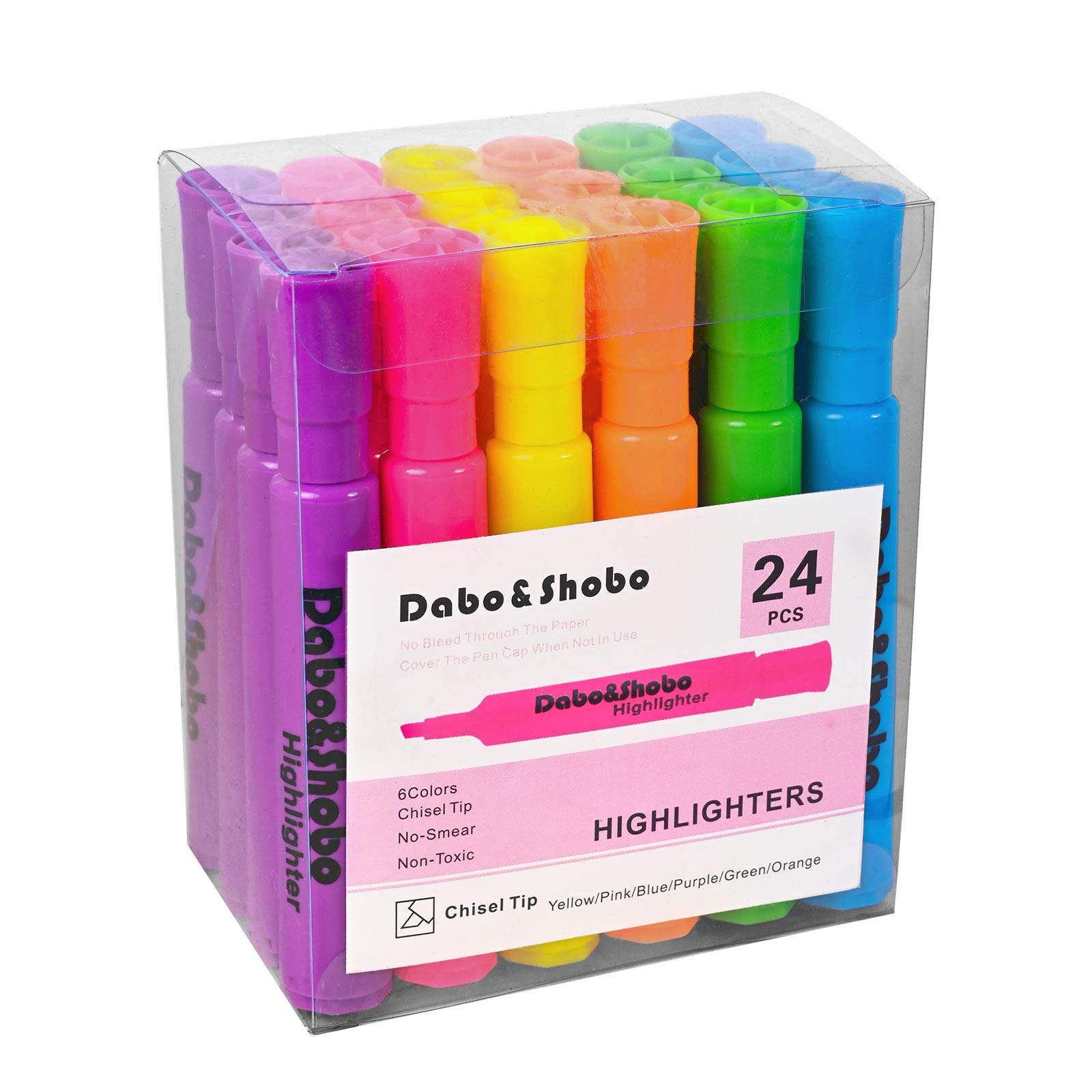 Dabo & Shobo Highlighters Set of 24,Colored Markers And Beautiful Combination Set Liquid Ink Fast Drying And Not Easy To Fade Are Suitable For Classroom, Office And Shop Short Style