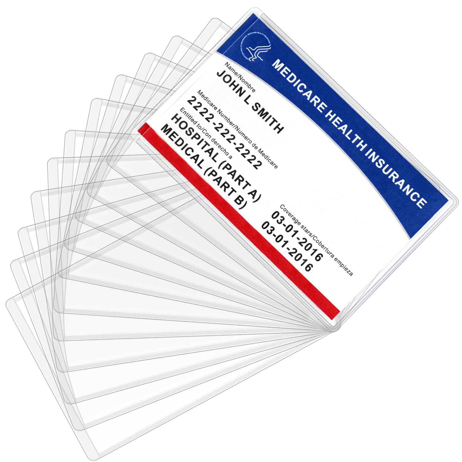 MaxGear New Medicare Card Holder Protector Sleeves 6 Pack, 12 Mil Clear PVC Water Resistant Medicare Card Protectors Sleeves for New Medicare Card, Business Cards, Social Security Card Protector