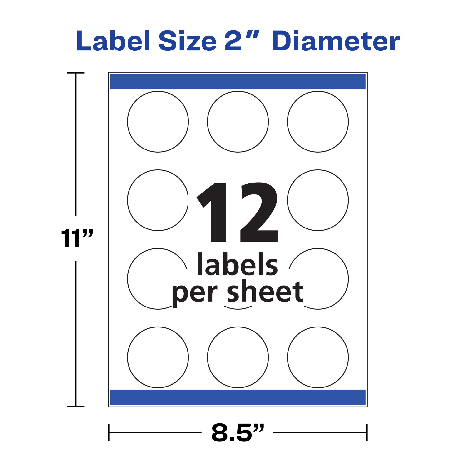 Avery 2" Glossy White Round Labels, Sure Feed, Full Bleed --Print to the Edge, 120 Thank You Labels (22807)