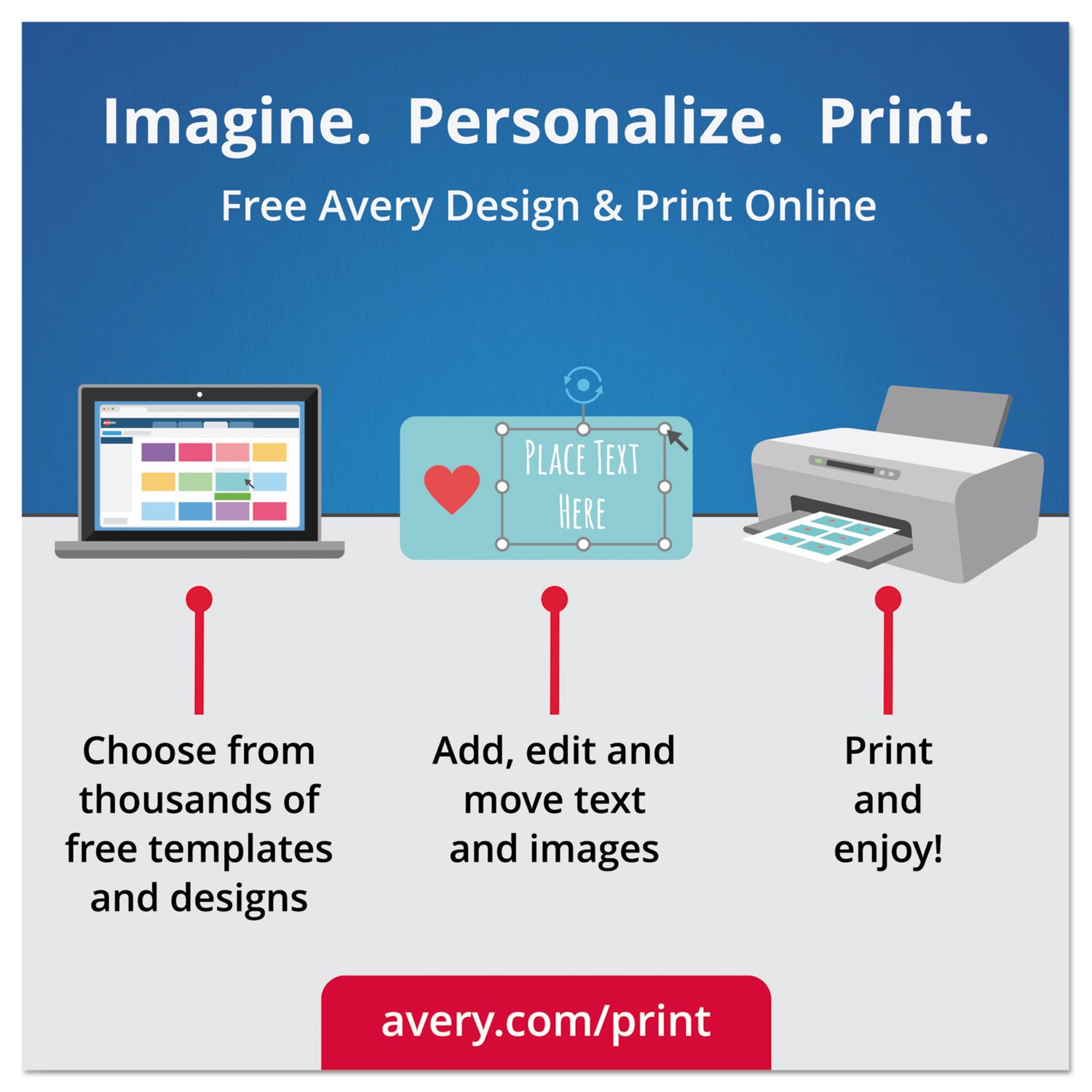 Avery 2" Glossy White Round Labels, Sure Feed, Full Bleed --Print to the Edge, 120 Thank You Labels (22807)
