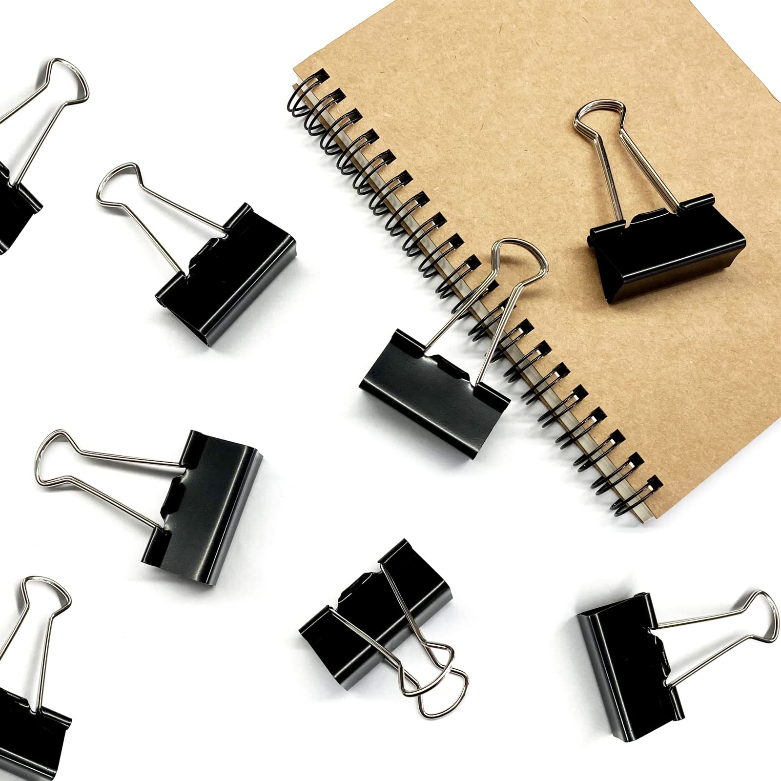 DSTELIN Large Binder Clips 1.6Inch (24 Pack), Big Paper Clamps Clips for Office Supplies, 1.6Inch/41mm Width, 0.7Inch/18mm Capacity, Black