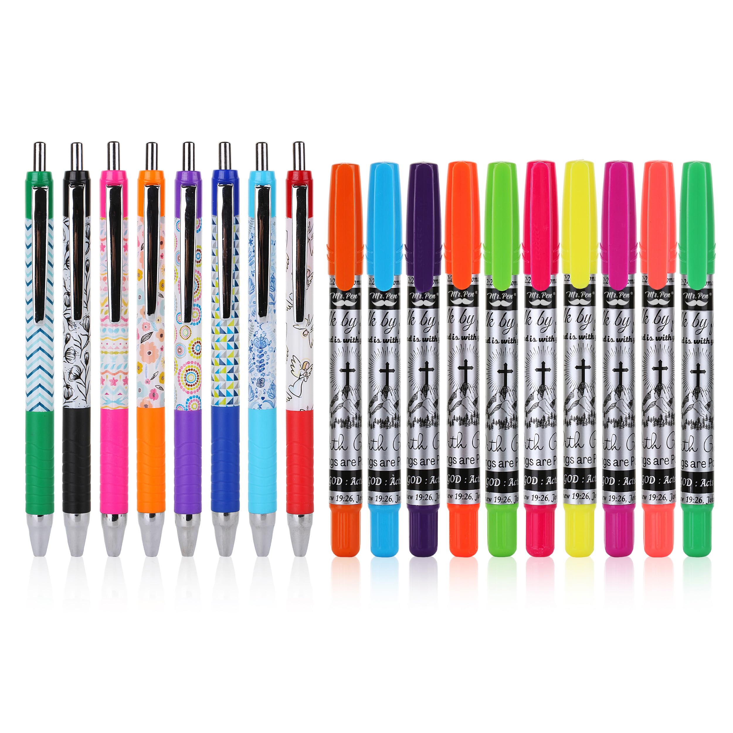 Mr. Pen- Bible Journaling Kit, 18 Pack (10 Bible Gel Highlighter, 8 Bible Pens), Bible Highlighters and Pens No Bleed, Gel Highlighters, Bible Pens, Bible Pens and Highlighters No Bleed, Gifts, Gift