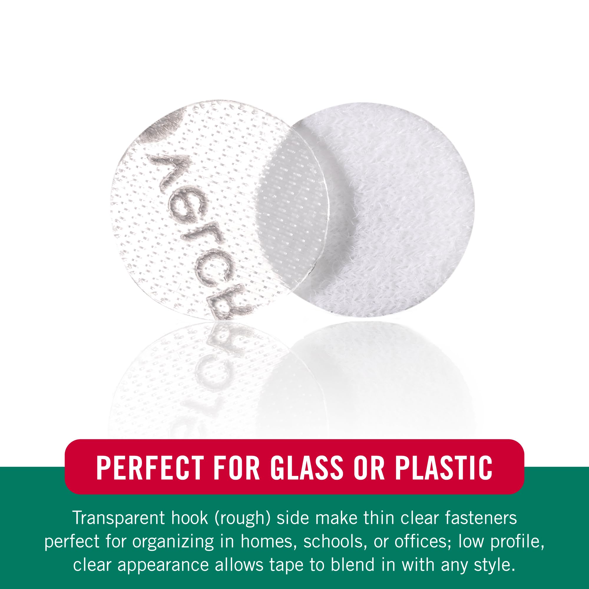 VELCRO Brand - Thin Clear Fasteners | General Purpose/ Low Profile | Perfect for Home or Office | 3/8" Circles , 56-Count - Clear