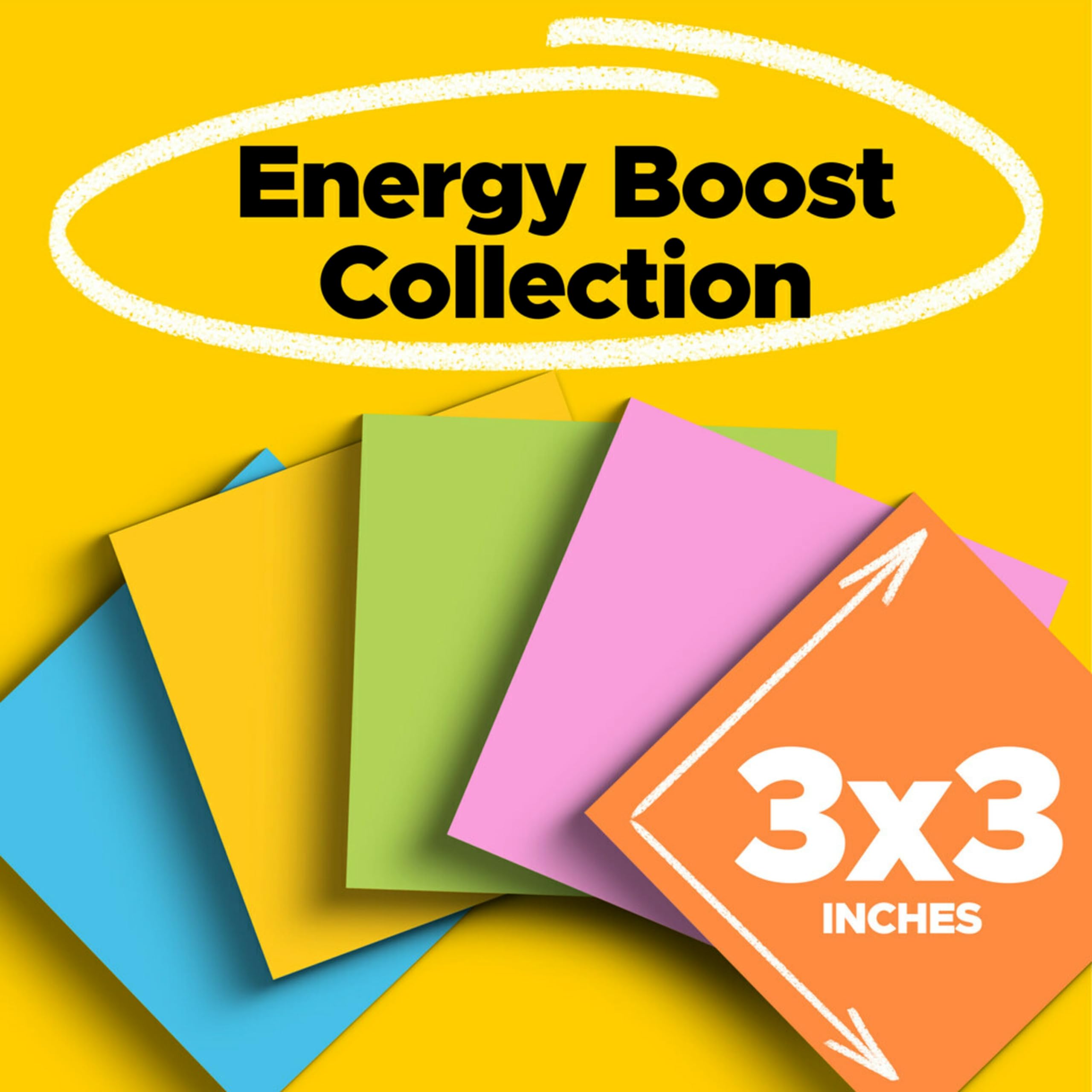 Post-it Super Sticky Notes, 4x4 in, 6 Pads, 2x the Sticking Power, Energy Boost, Bright Colors (Orange, Pink, Blue, Green), Recyclable(675-6SSAN)