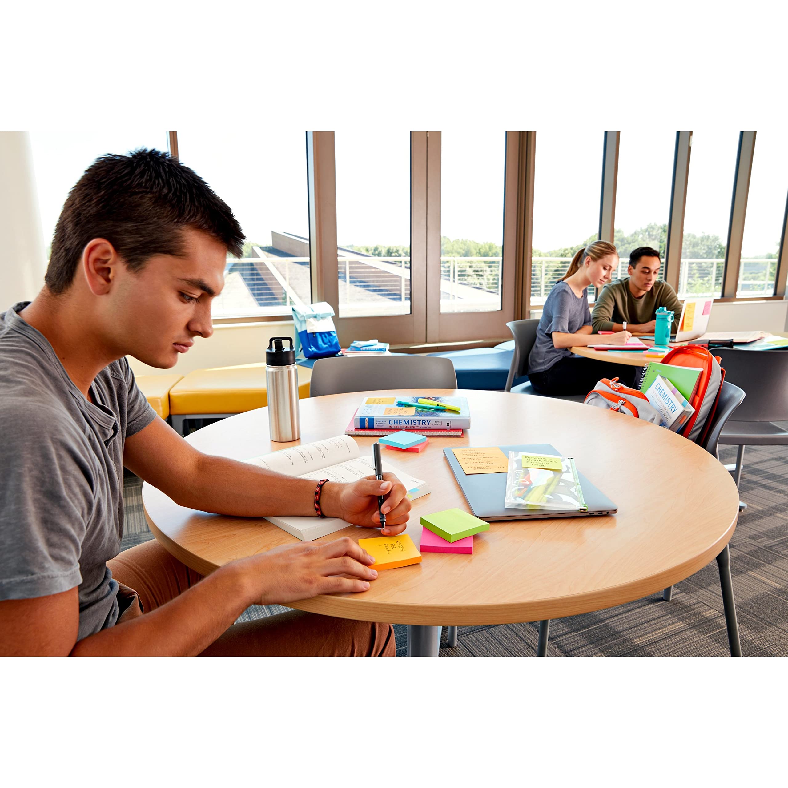 Post-it Super Sticky Notes, 4x4 in, 6 Pads, 2x the Sticking Power, Energy Boost, Bright Colors (Orange, Pink, Blue, Green), Recyclable(675-6SSAN)