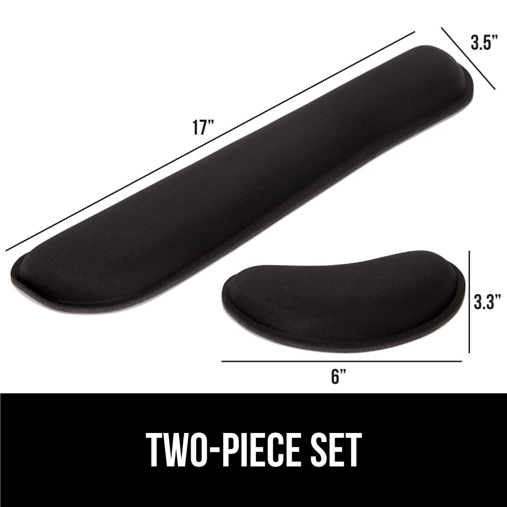 Gorilla Grip Soft Gel Memory Foam Ergonomic Wrist Rest, Slip Resistant, Comfortable Keyboard and Mouse Pad Cushion Set, Typing Pain Relief, Support for Office Computer Desks, Laptops, Gaming, Black