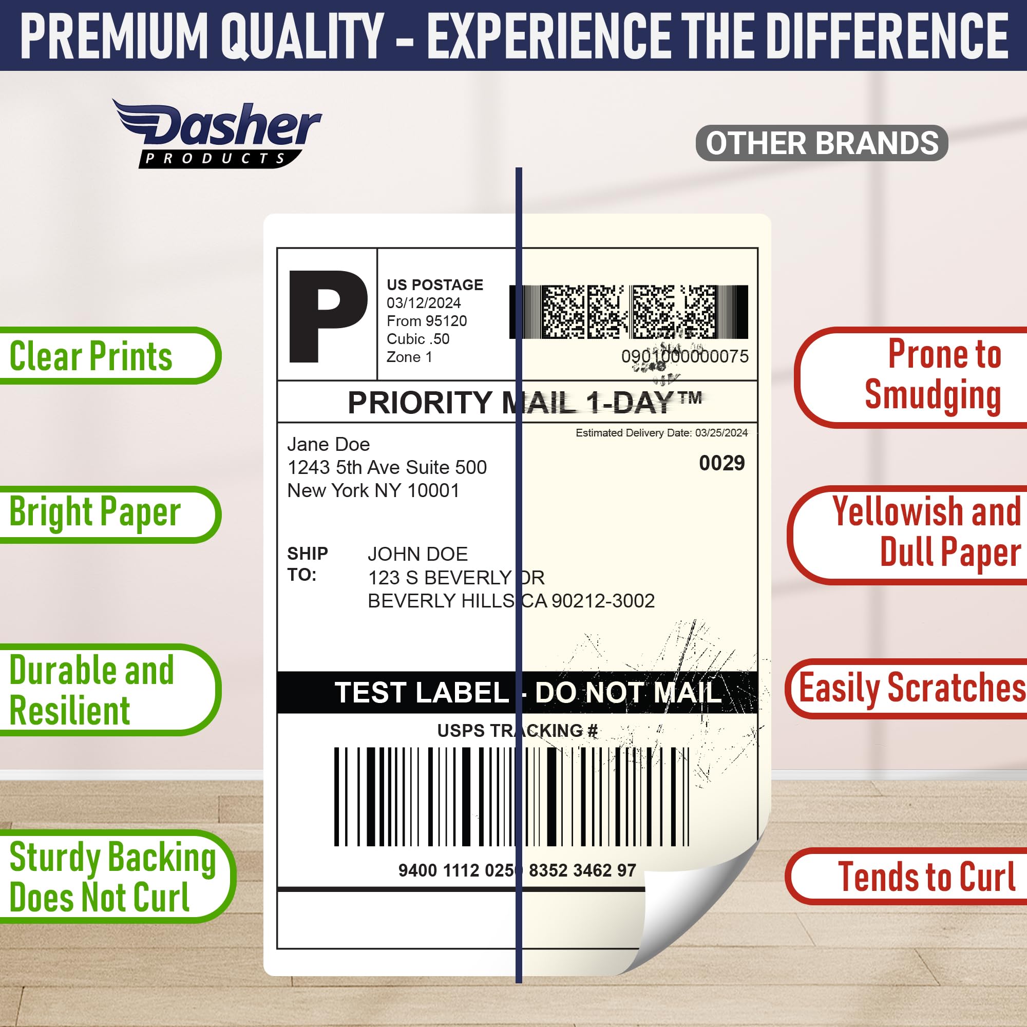 Dasher Products Shipping Labels Compatible with Dymo LabelWriter 4XL 1744907 4x6 Thermal Postage Labels, Water & Grease Resistant, Ultra Strong Adhesive, Perforated, BPA Free, 220 Labels/Roll (4 Pack)