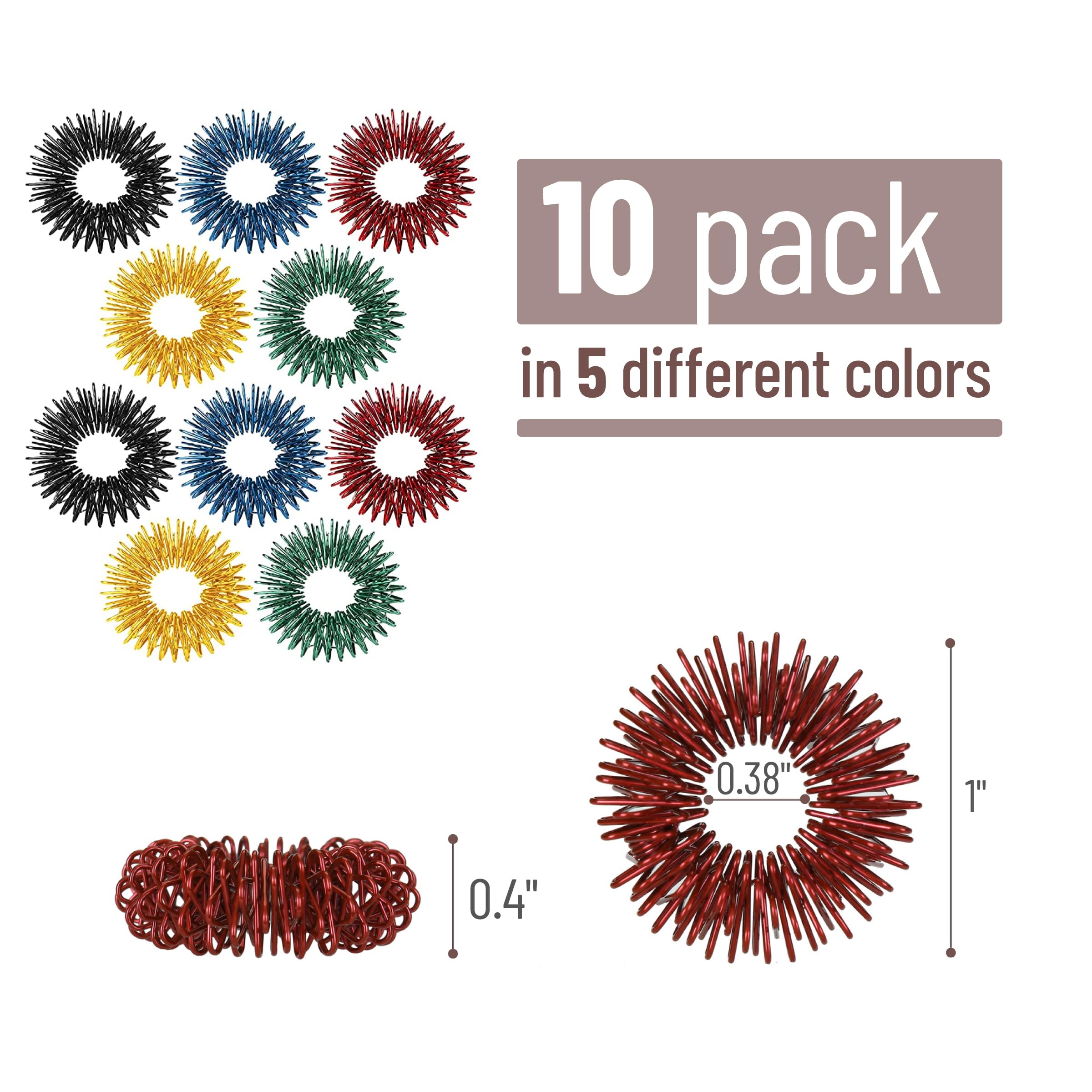 Mr. Pen- Spiky Sensory Rings, 10 Pack, Stress Relief Fidget Sensory Toys, Fidget Rings, Fidget Ring for Anxiety, Stress Relief Rings, Massager for Fidget ADHD Autism, Silent Stress Reducer Ring