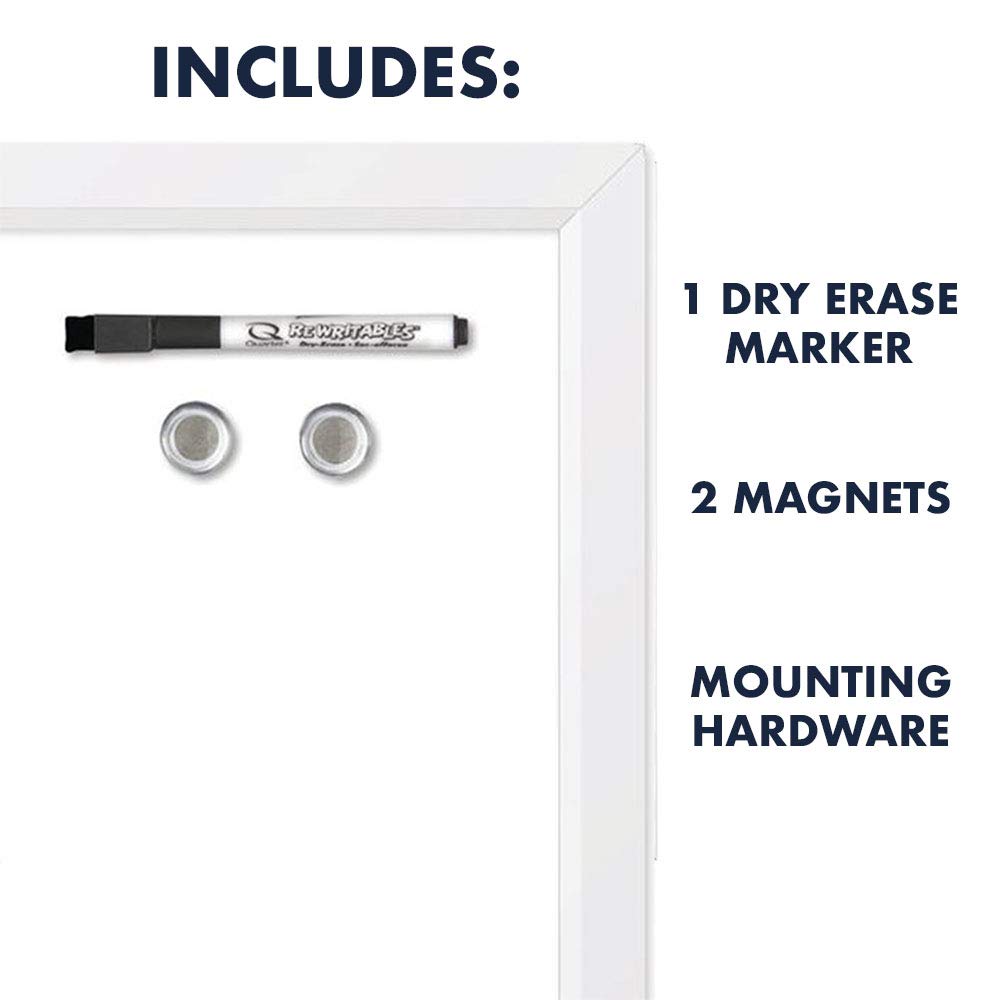 Quartet Magnetic Whiteboard, 17" x 23" Small White Board for Wall, Dry Erase Board for Kids, Perfect for Home Office & Home School Supplies, Dry Erase Marker, Magnets, White Frame (MDW1723W-AZS)