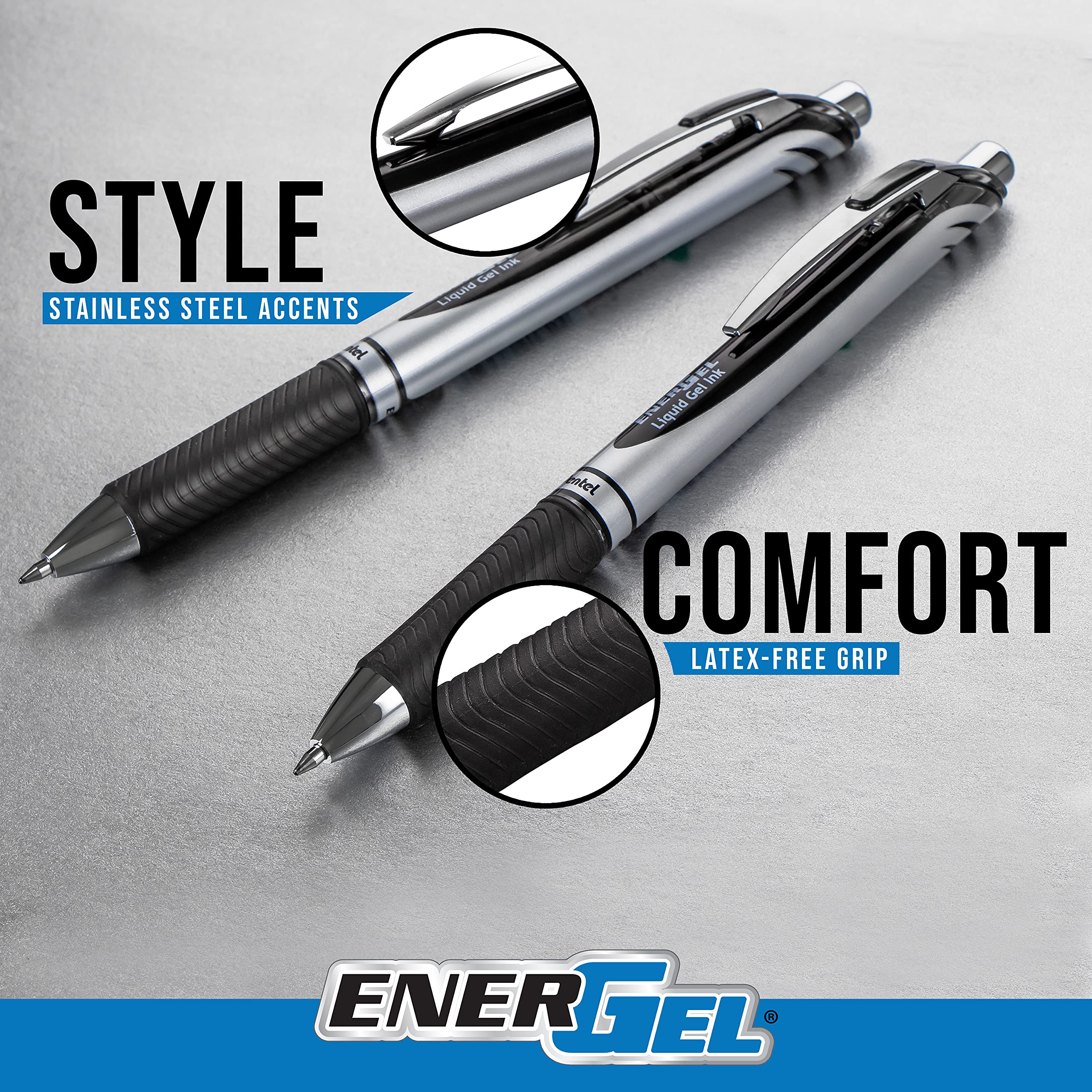 Pentel® EnerGel® Deluxe RTX Gel Pens, Medium Point, 0.7 mm, Assorted Barrels, Violet Ink, Pack Of 3