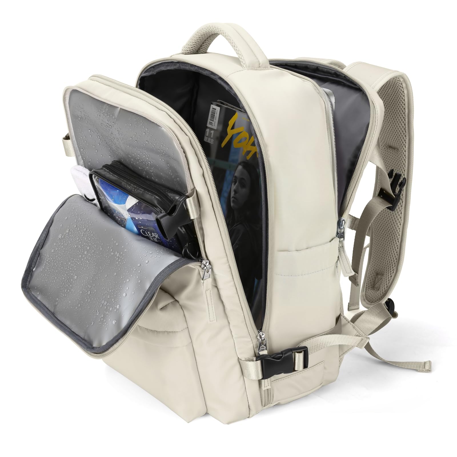 Large Travel Backpack Women, Carry On Backpack,Hiking Backpack Waterproof Outdoor Sports Rucksack Casual Daypack School Bag Fit 14 Inch Laptop with USB Charging Port Shoes Compartment