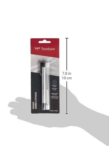 Tombow 57315 Mono Zero Eraser and Refill Value Pack, Round 2.3mm. Precision Tip Pen-Style Eraser with Refill