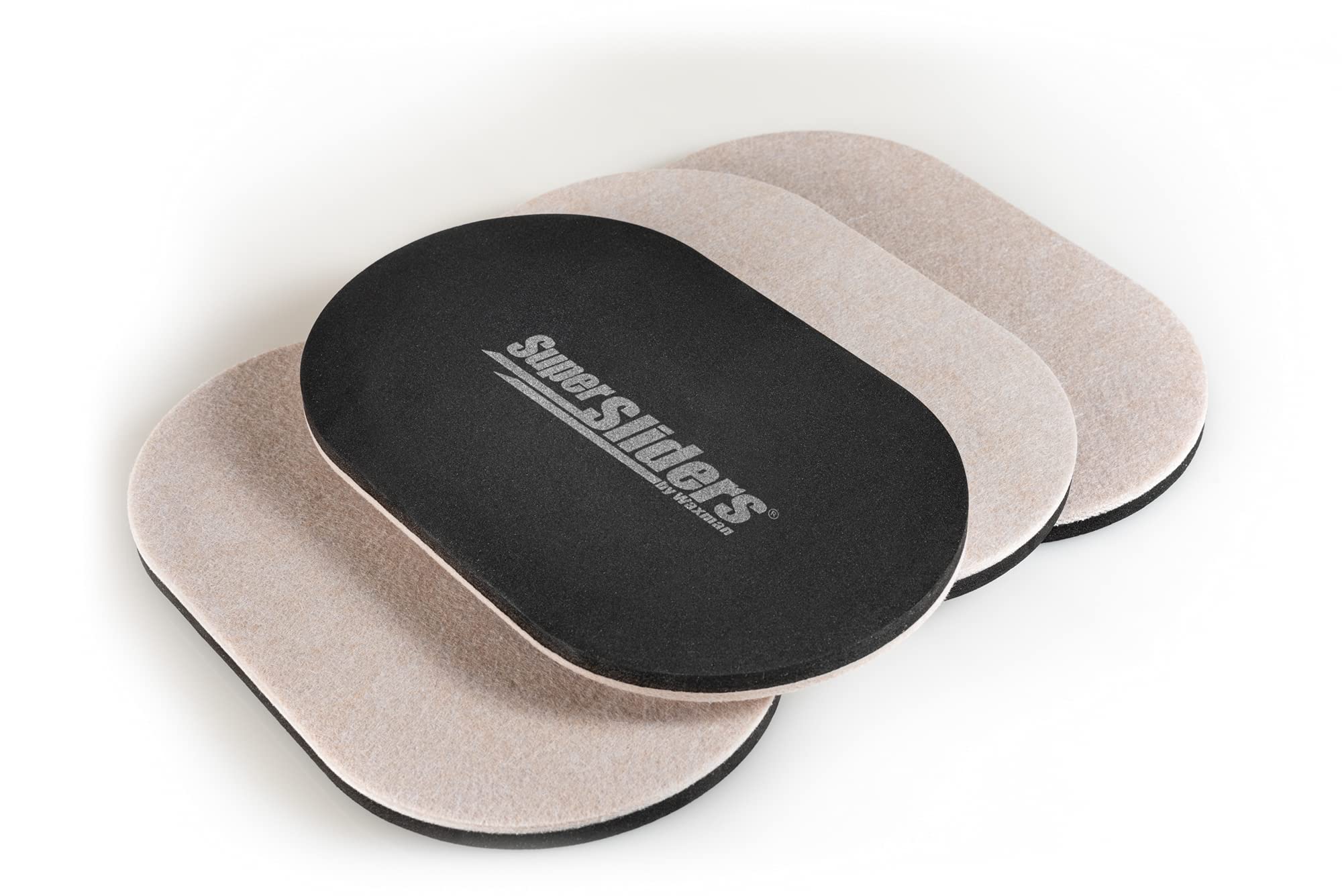 Super Sliders 3 1/2" x 6" Oval Reusable Furniture Sliders for Hard Surfaces - Effortless Moving and Surface Protection, Beige (4 Pack)
