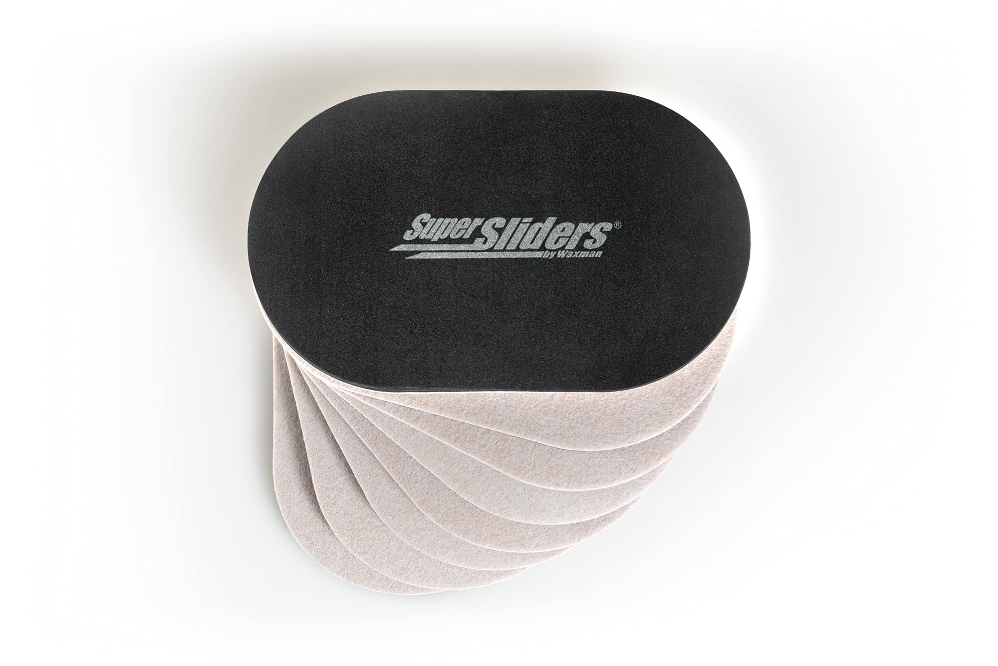 Super Sliders 3 1/2" x 6" Oval Reusable Furniture Sliders for Hard Surfaces - Effortless Moving and Surface Protection, Beige (4 Pack)