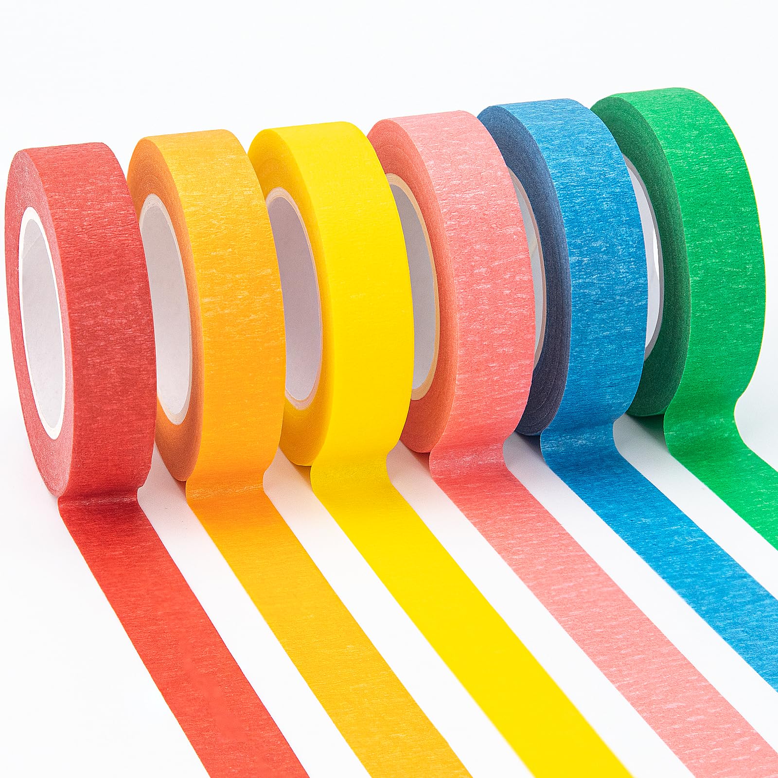 OWLKELA Colored Masking Tape 16 Yard Per Roll, 6 Rolls Rainbow Colors Painting Tape, Painters Tape, Craft Tape, Labeling Tape, Paper Tape for Bullet Journals, Party Decorations, DIY Craft
