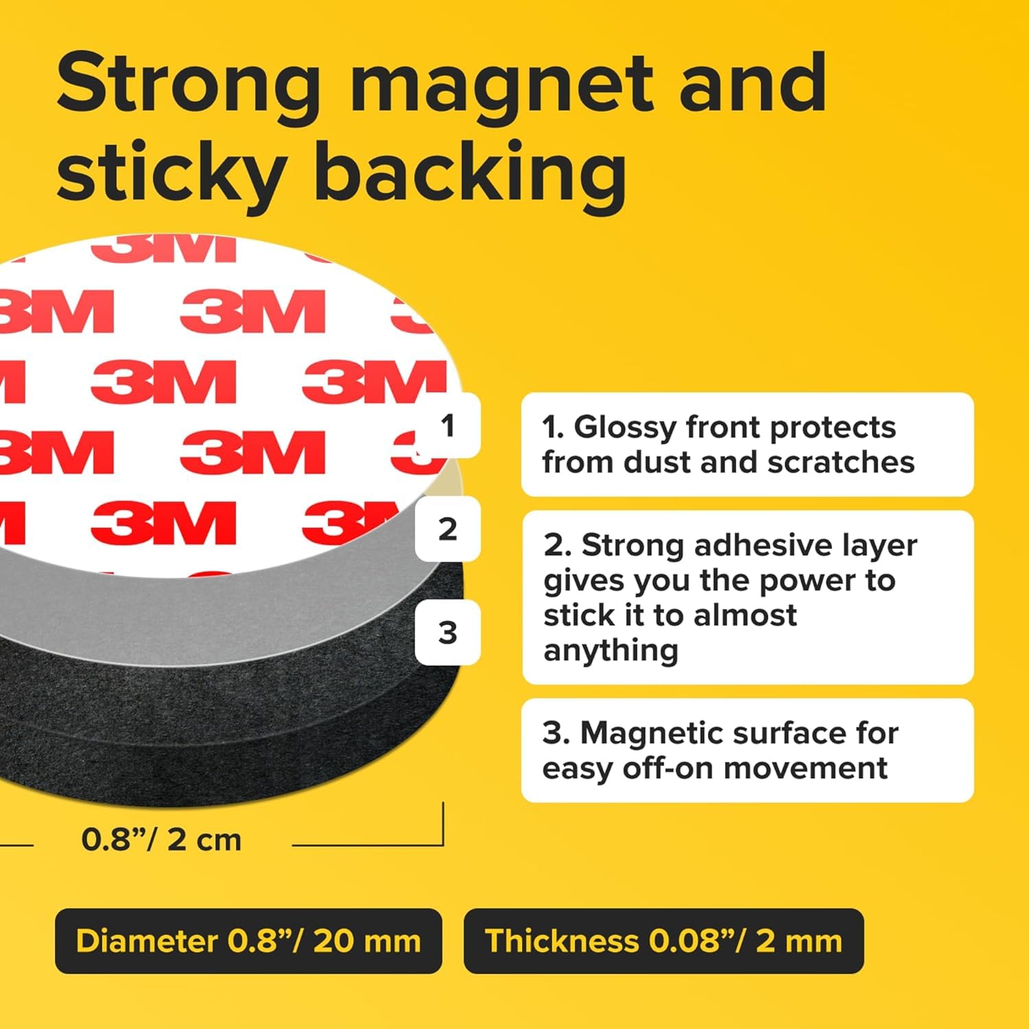 Adhesive Magnets for Crafts - 100 PCs Flexible Round Magnets with Adhesive Backing - Small Sticky Magnets - Magnetic Dots with Adhesive Back are Alternative to Magnetic Tape, Stickers and Strip
