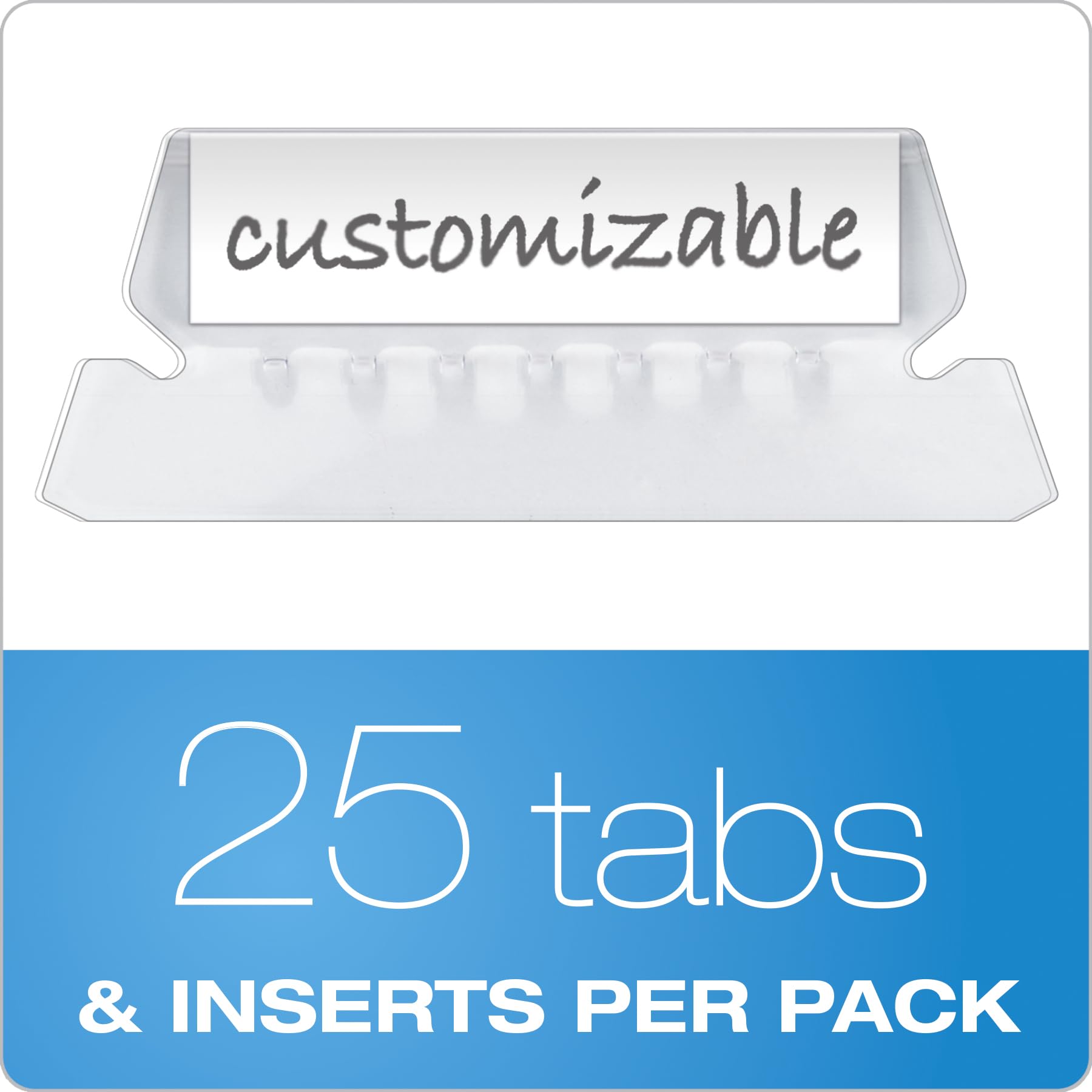 Pendaflex Insertable Plastic Tabs Hanging Folder Tabs, 2", Clear, 25 Tabs and Inserts per Pack (42)