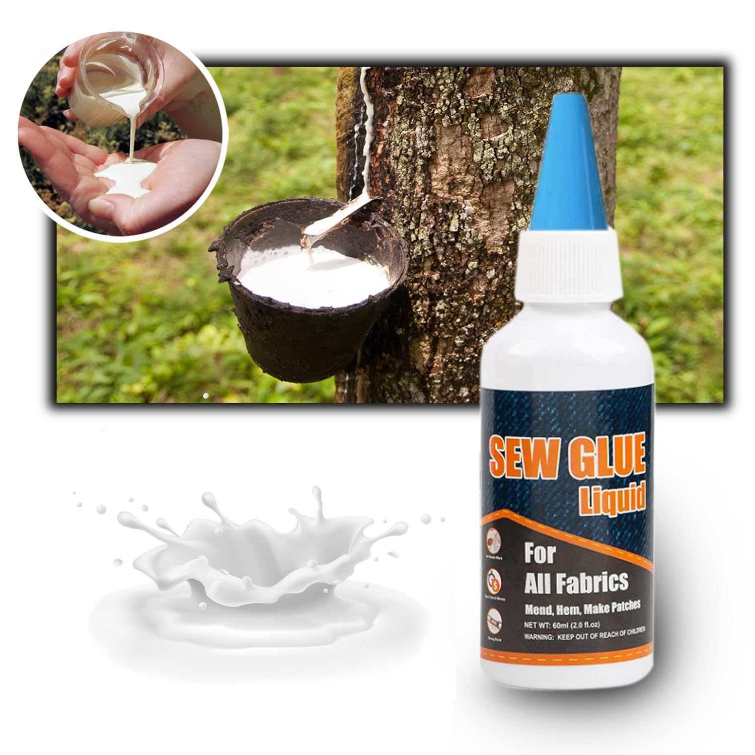 Plextone 1 Min Quick Bonding Fast Dry Sew Glue Liquid Reinforcing Adhesive Speedy Fix for All Fabrics Clothing Cotton Flannel Denim Leather Polyester Doll Repair (60ml)