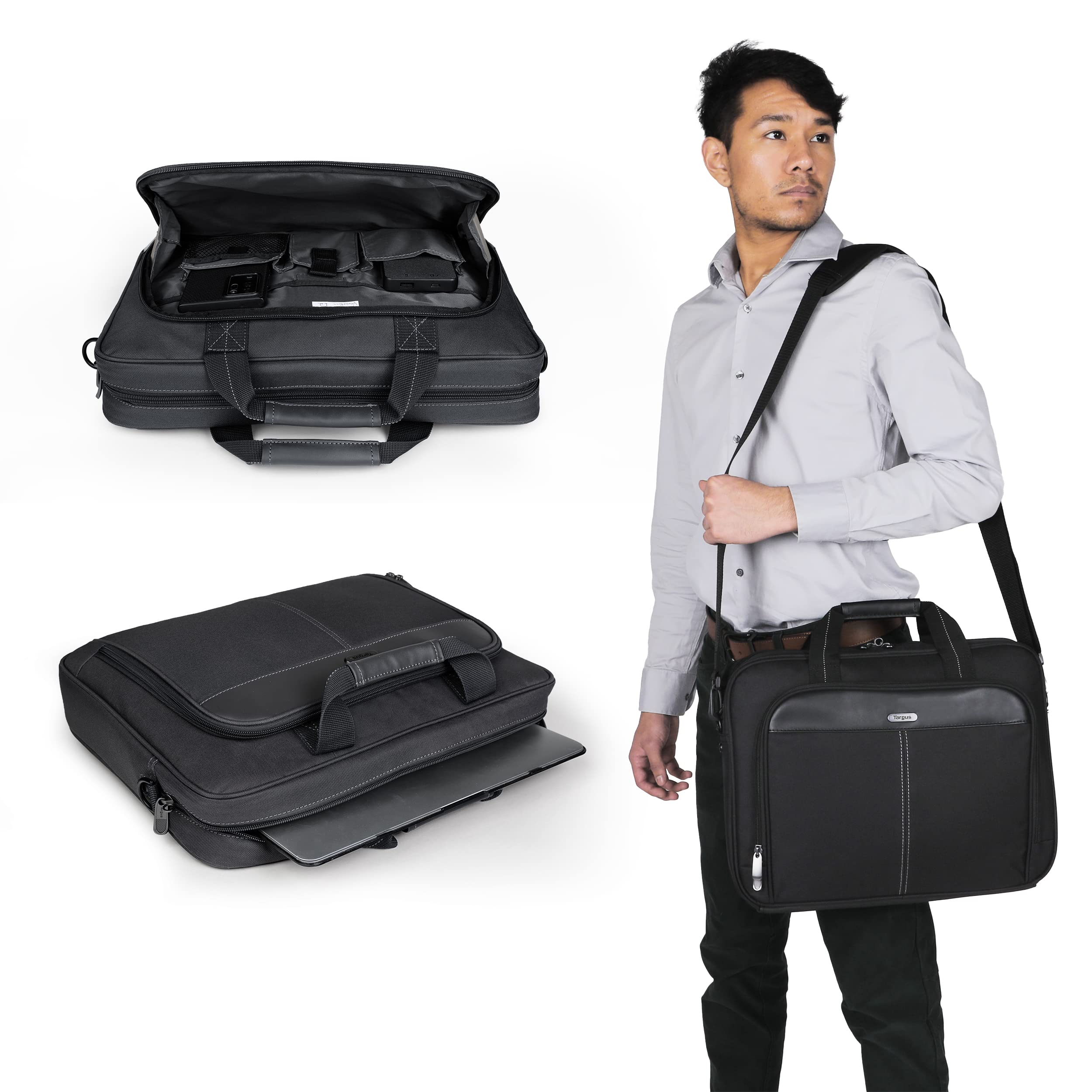 Targus Classic Slim Business Professional Travel and Commuter Bag for 16-Inch Laptop, Black (TCT027US)