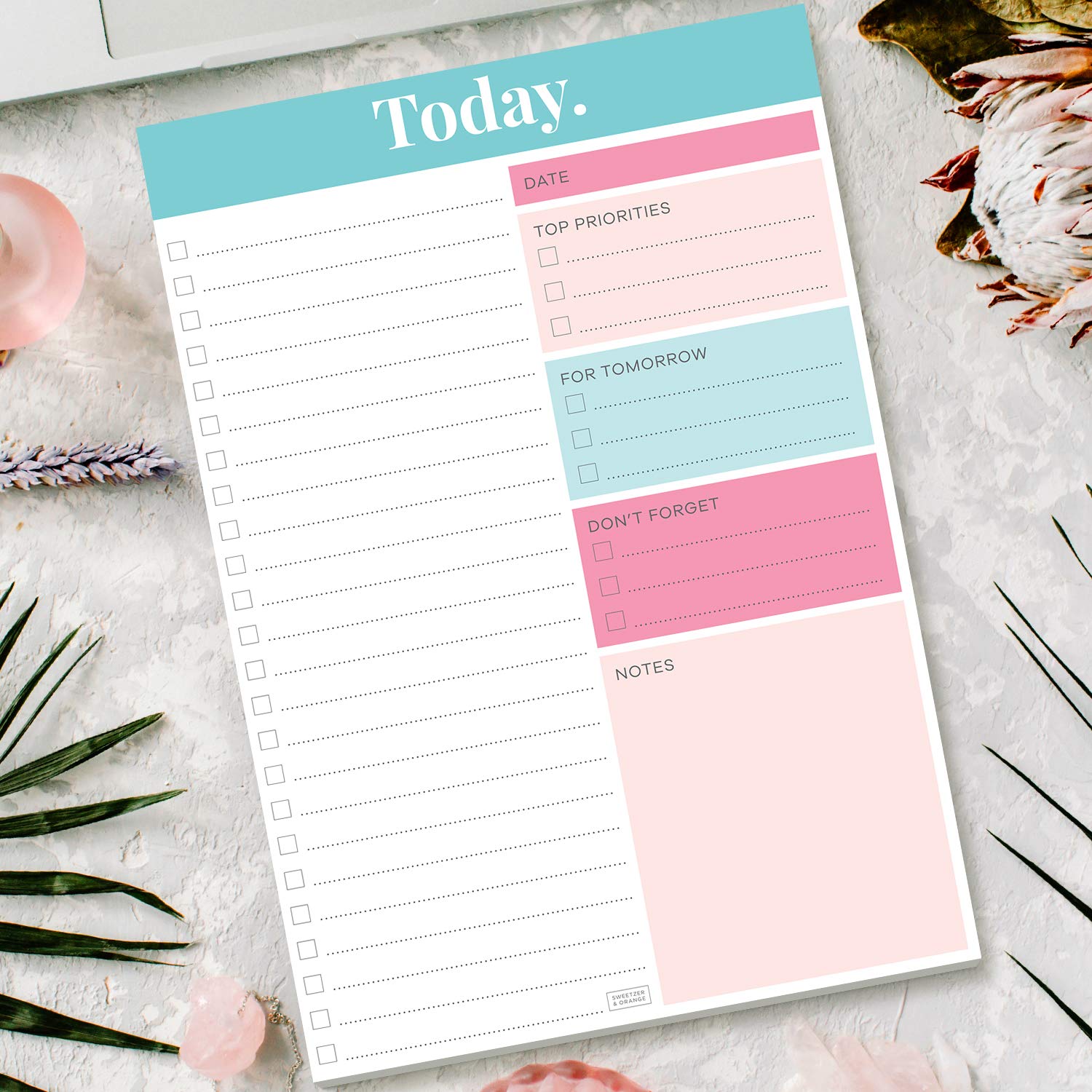 Sweetzer & Orange Daily Planner 2023, Undated Planner To Do List Notepad. 7x10” Day Planner Note Pad. Checklist Productivity Organizer, Work Planner, Academic Planner, Daily To Do List Planner